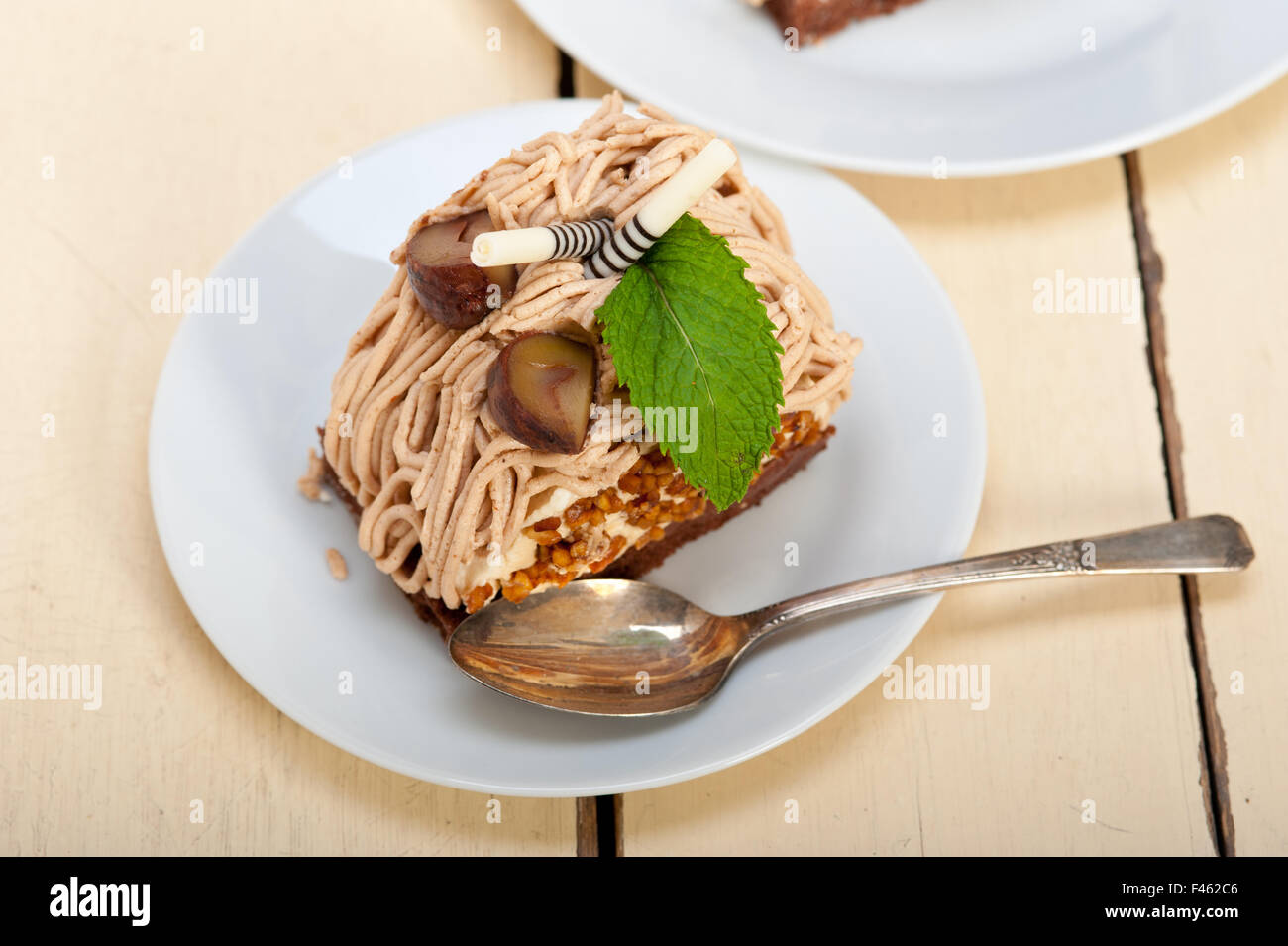 chestnut cream cake dessert Stock Photo - Alamy