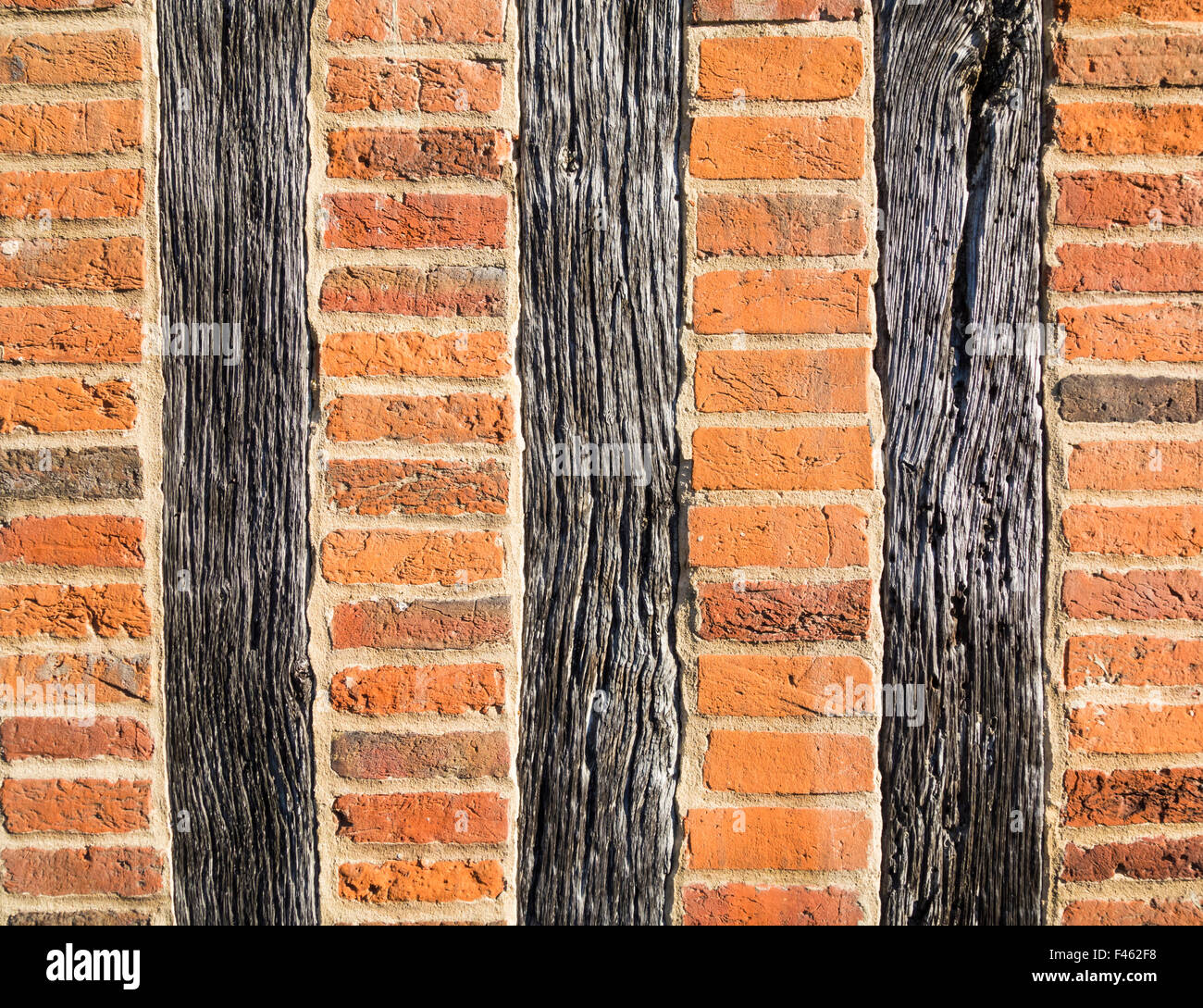 Timber and brick wall on old building in Winchester, Hampshire, England ...