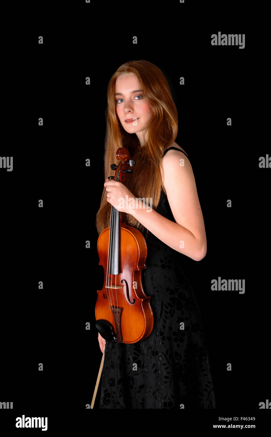 Woman with violin Stock Photo - Alamy