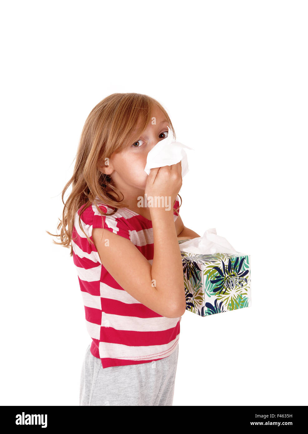 Girl with running nose Stock Photo - Alamy
