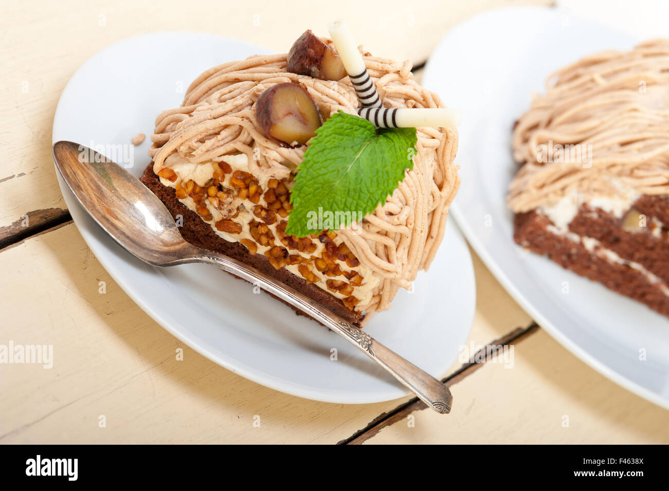 chestnut cream cake dessert Stock Photo - Alamy