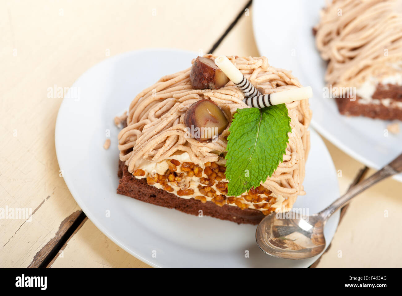 chestnut cream cake dessert Stock Photo - Alamy