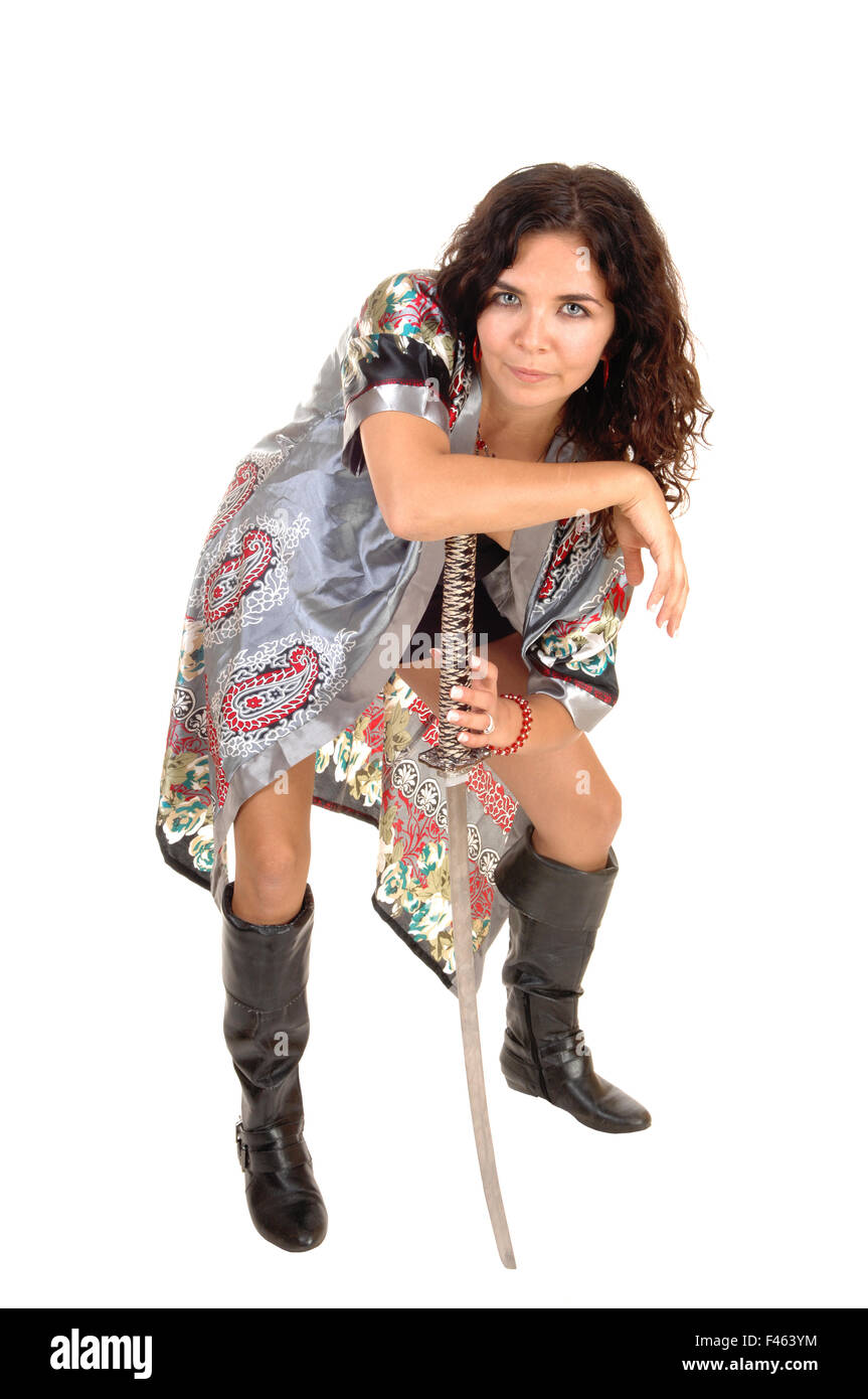 Girl with sword Stock Photo - Alamy