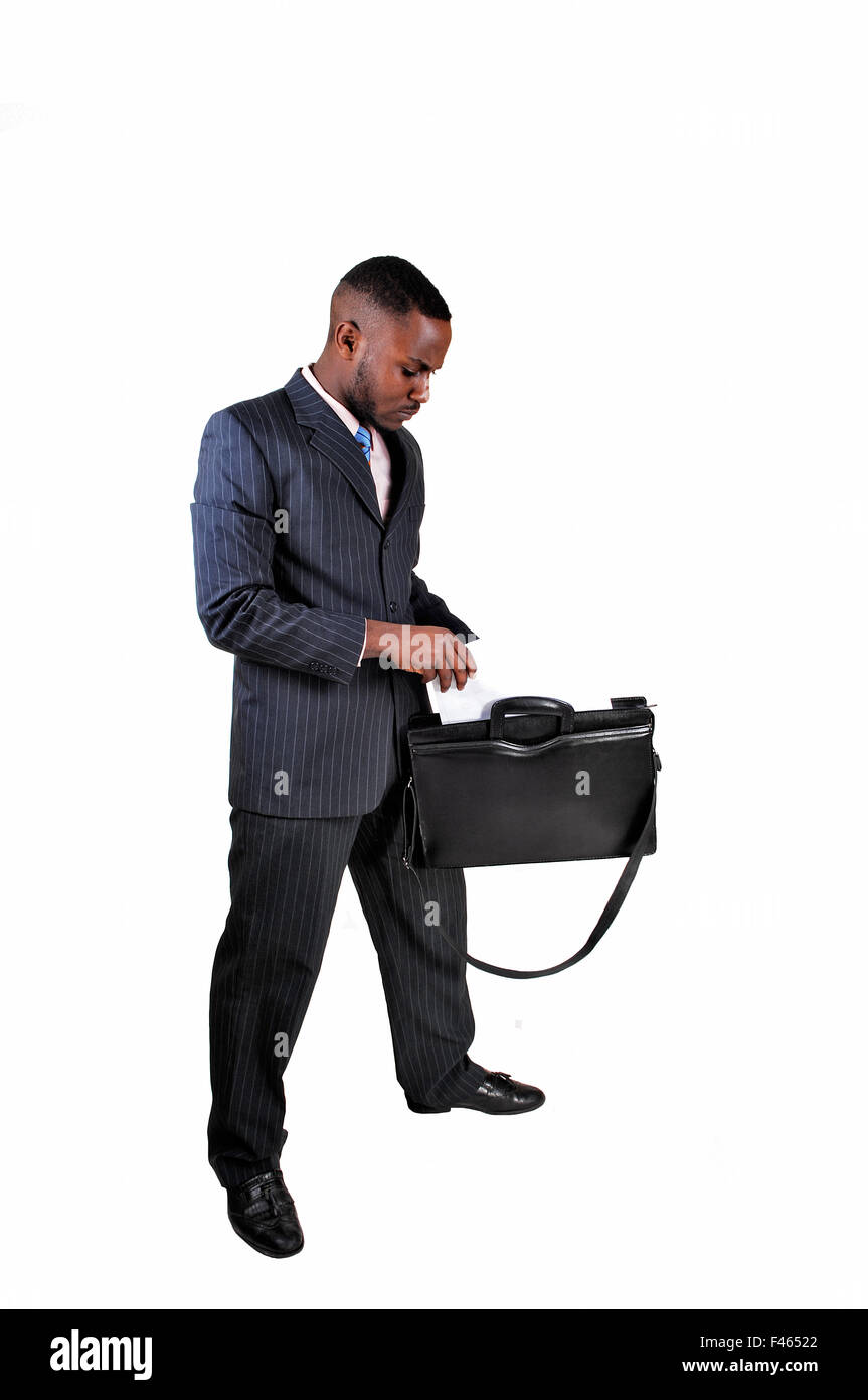 Black man with briefcase Stock Photo - Alamy