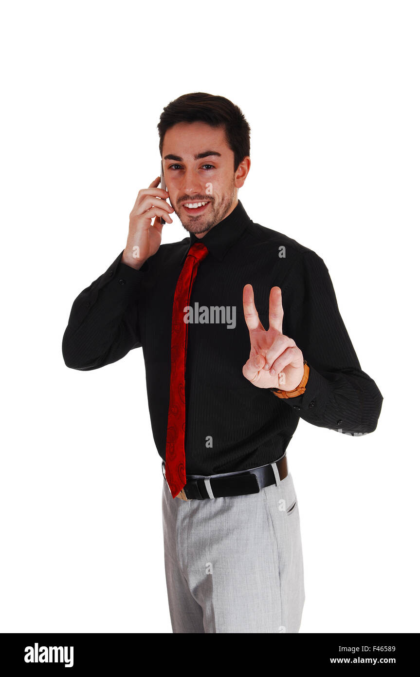 Man make victory sign Stock Photo - Alamy