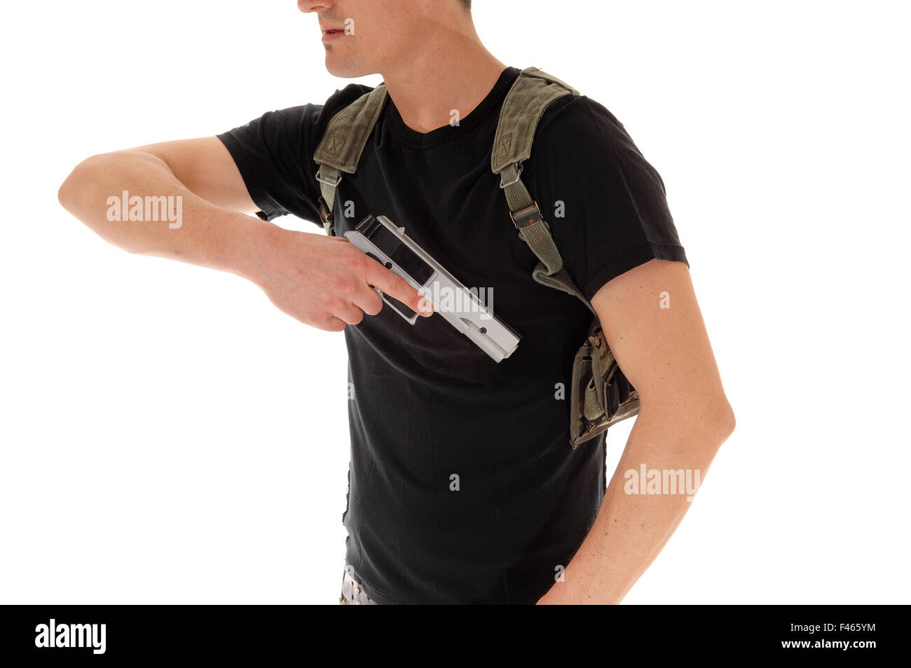 Soldier pulling his handgun Stock Photo - Alamy