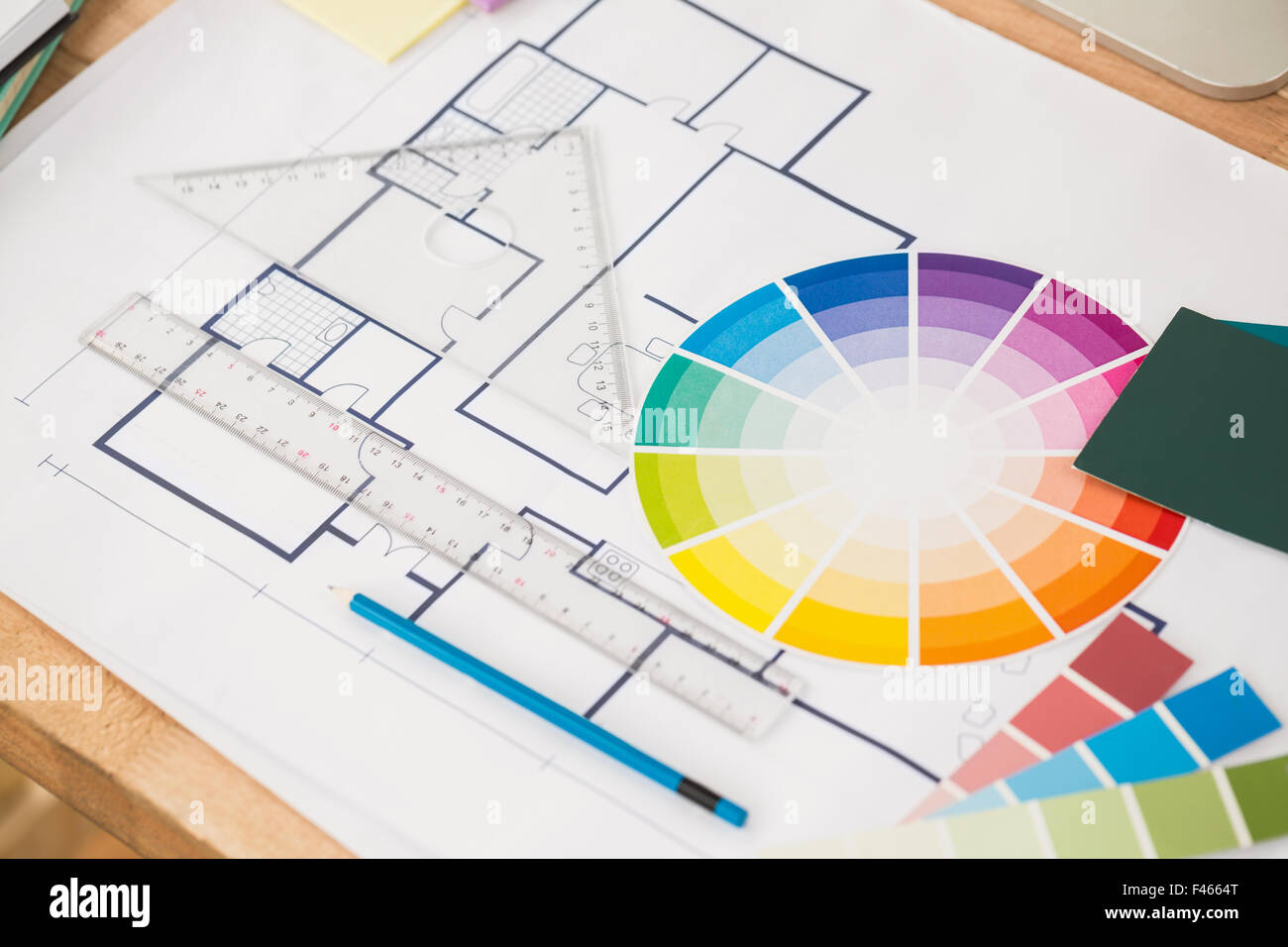 Close up view of an architect plan Stock Photo - Alamy