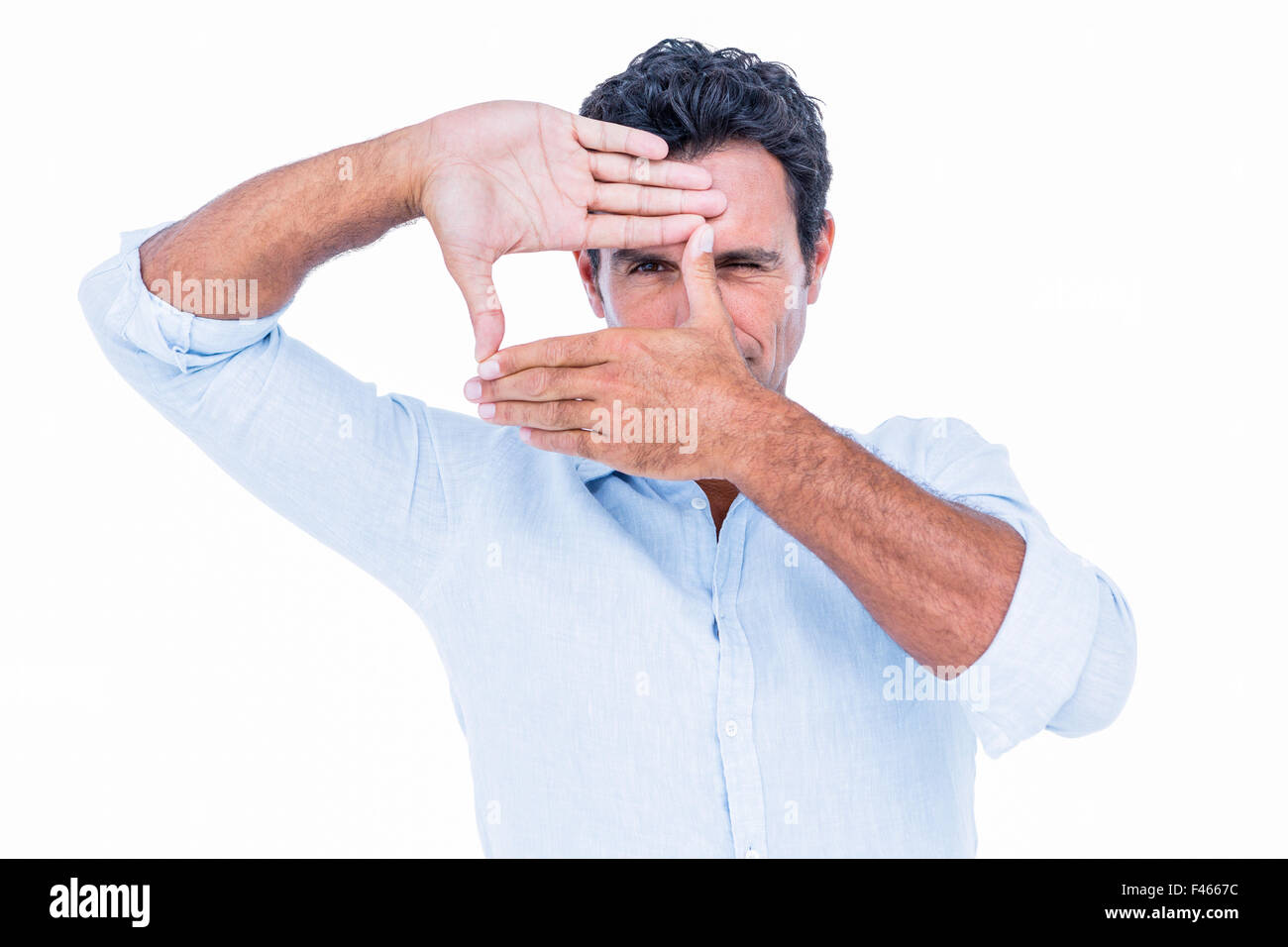 A serious handsome man gesturing Stock Photo - Alamy