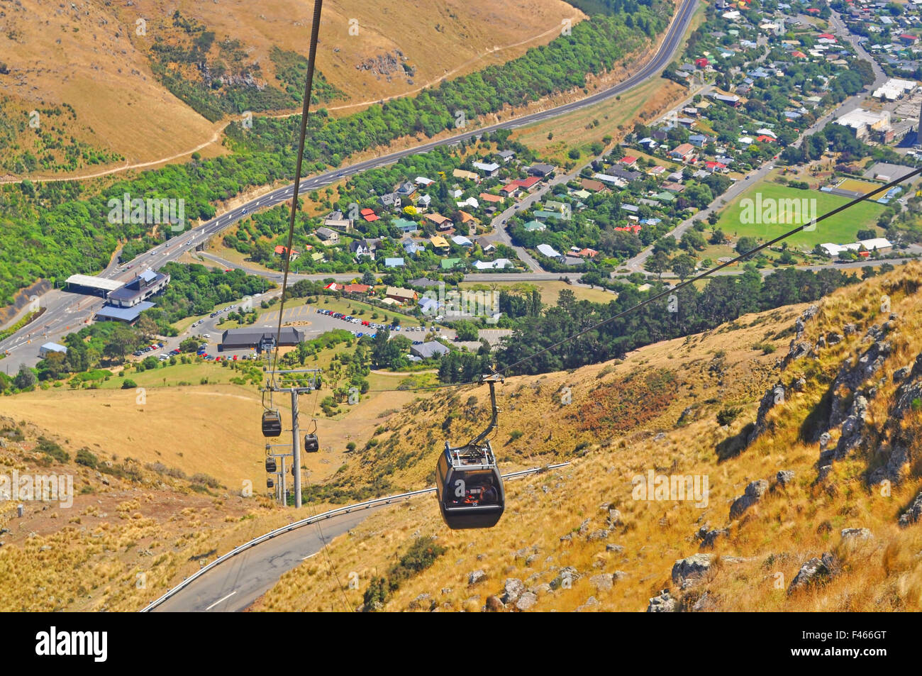 Riding cable car to view the city of Rotorua, New Zealand Stock Photo ...