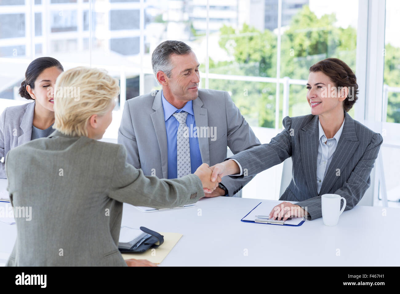 Interview panel listening to applicant Stock Photo - Alamy