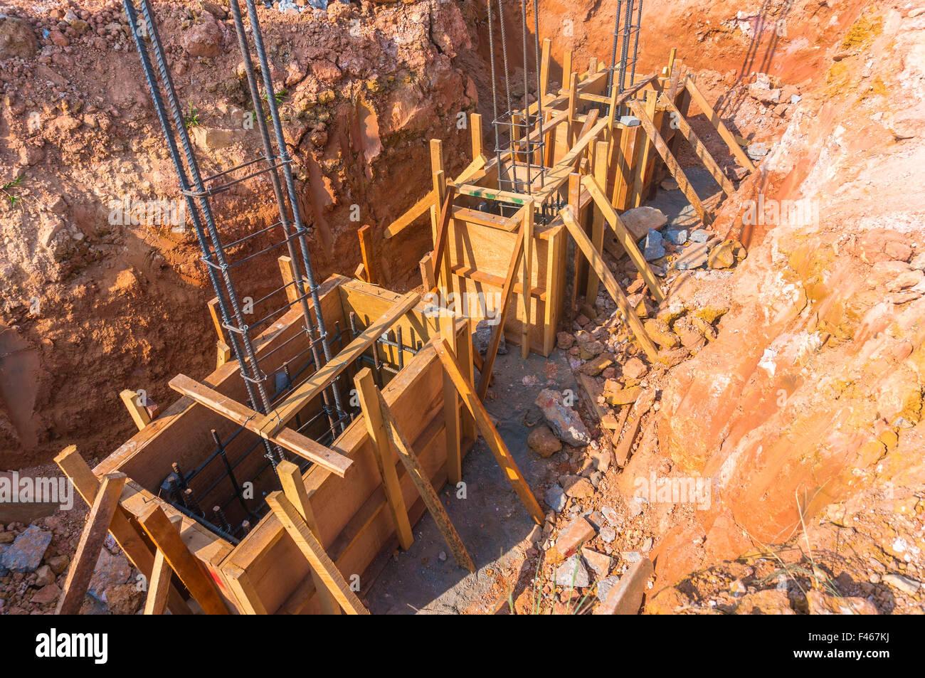 Preparation for building foundation Stock Photo - Alamy