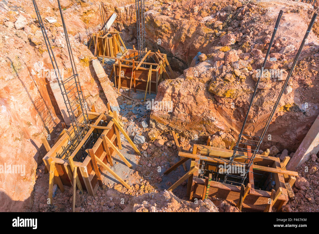 Preparation for building foundation Stock Photo - Alamy