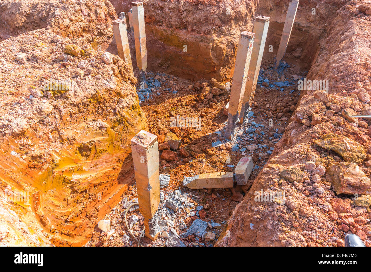 Preparation for building foundation Stock Photo - Alamy