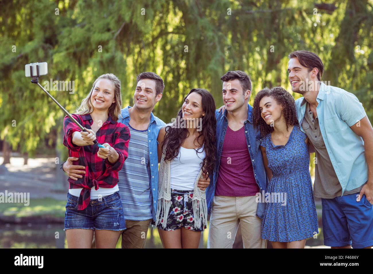 Six friends taking selfie hi-res stock photography and images - Alamy