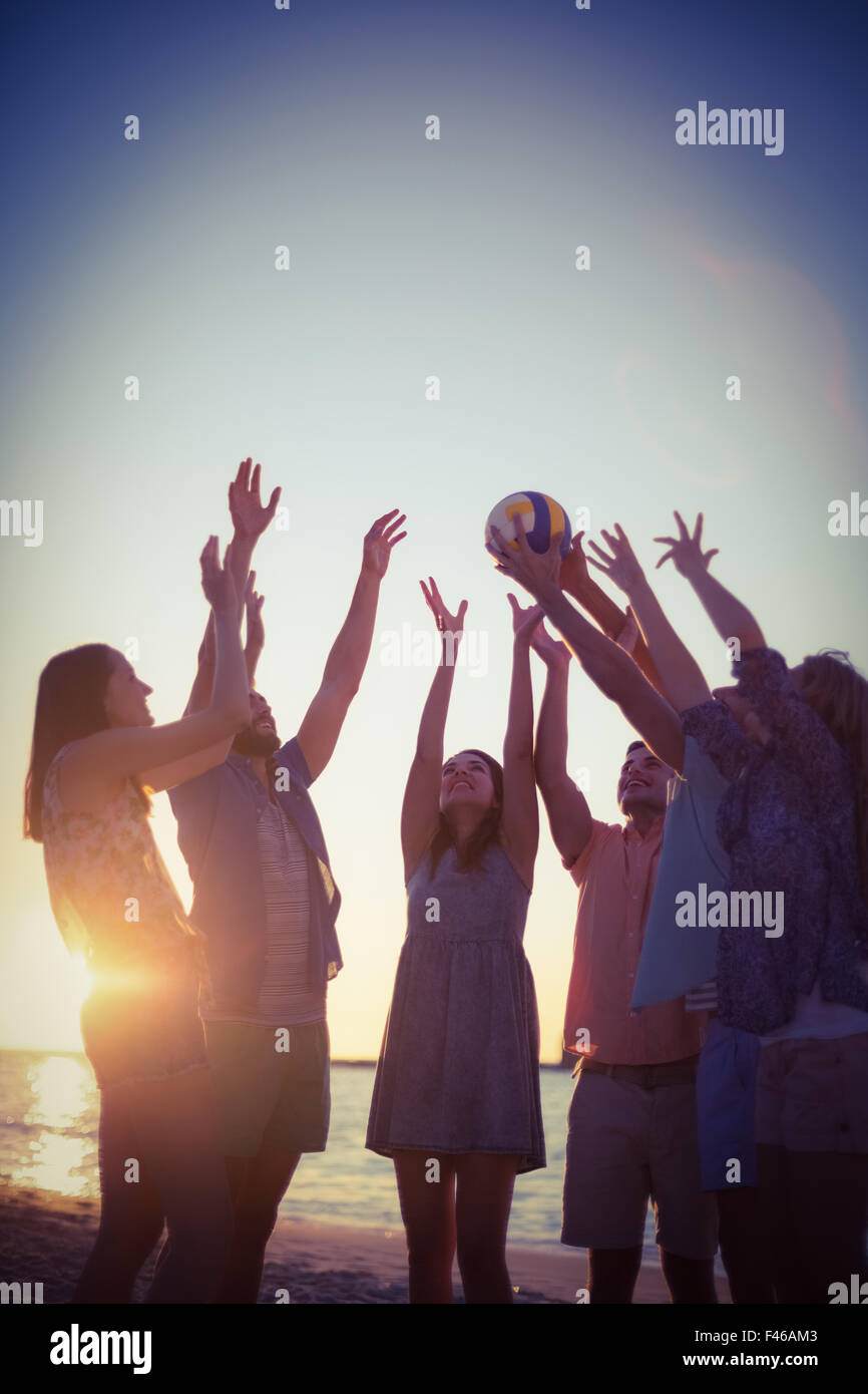 Group of friends playing volleyball Stock Photo - Alamy