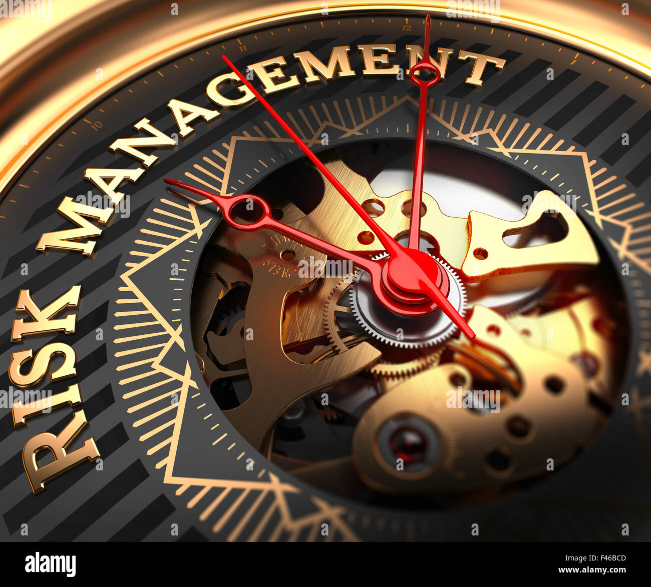 Risk Management on Black-Golden Watch Face Stock Photo - Alamy