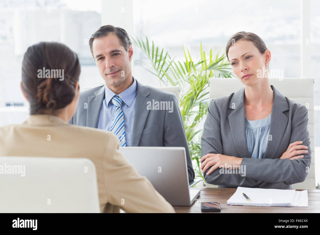 Business people conducting an interview Stock Photo - Alamy