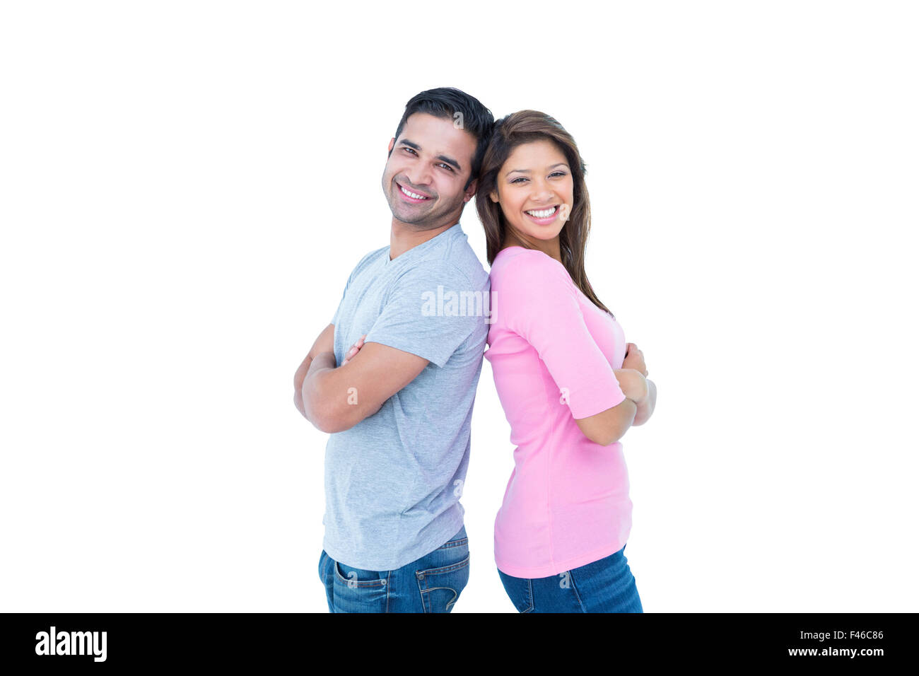 Indian couple standing back to back hi-res stock photography and images ...