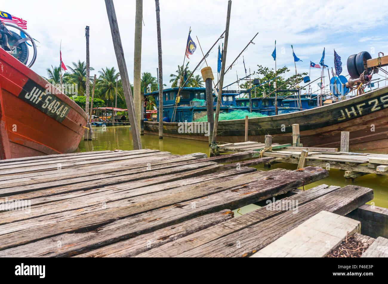 Boats park at Pantai Leka Jetty, Johore Stock Photo - Alamy