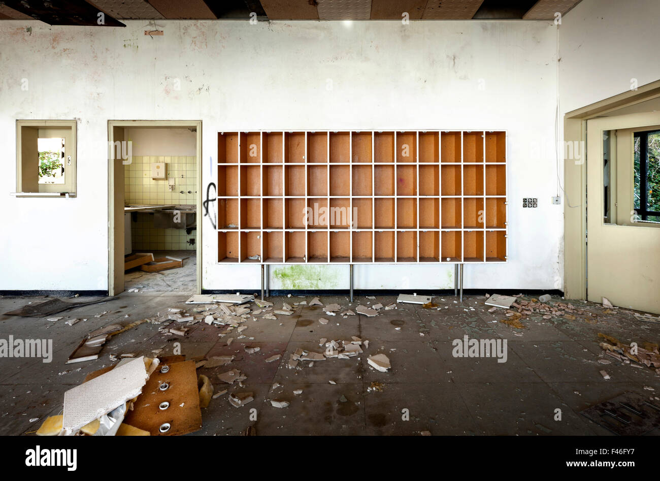 old abandoned hotel, reception Stock Photo - Alamy