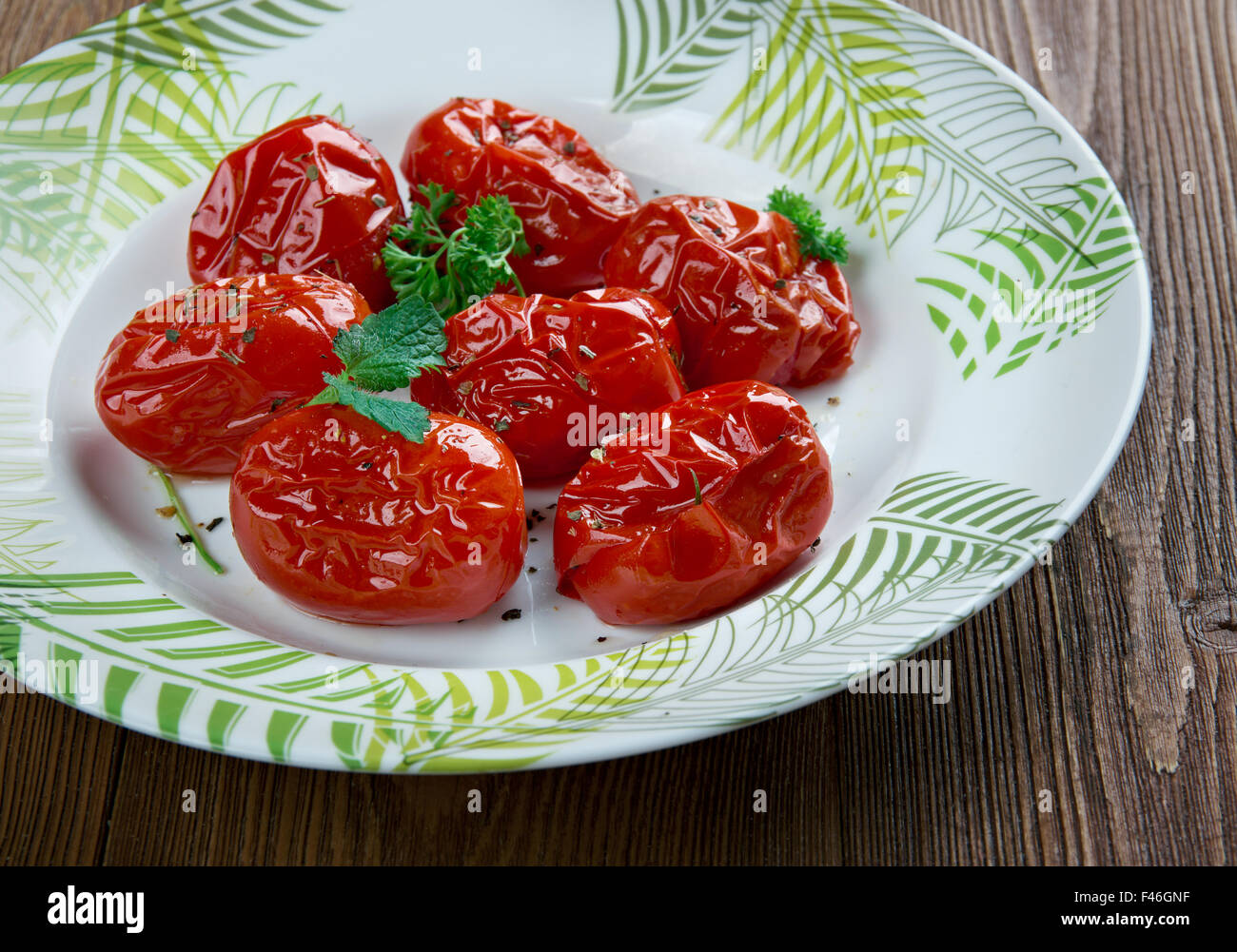 Tomato compote - side dish roasted or cooked tomatoes.American cuisine ...