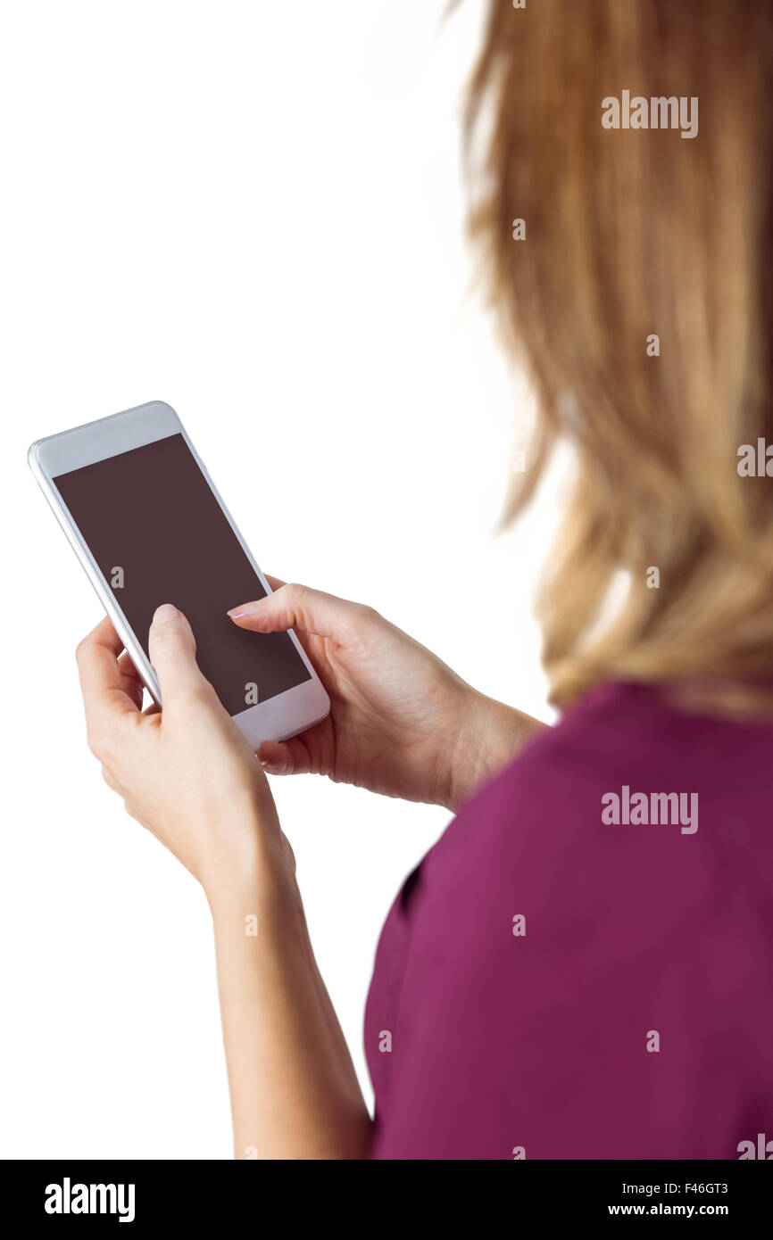 Woman sending text message Stock Photo - Alamy