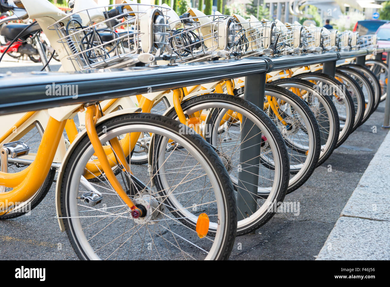 Bikes at bicycle parking High Resolution Stock Photography and Images ...
