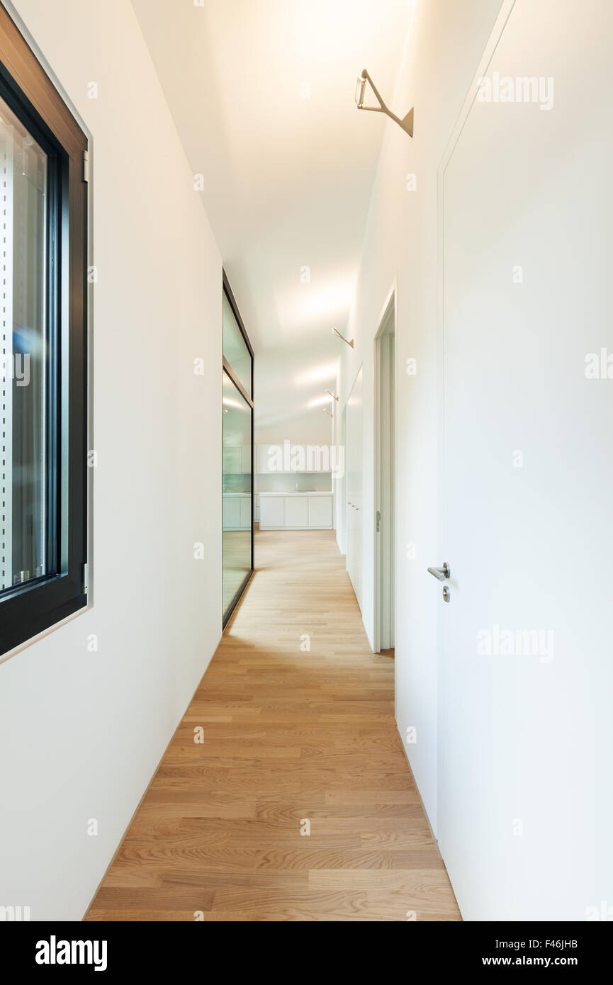 interior new house, view kitchen from corridor Stock Photo - Alamy