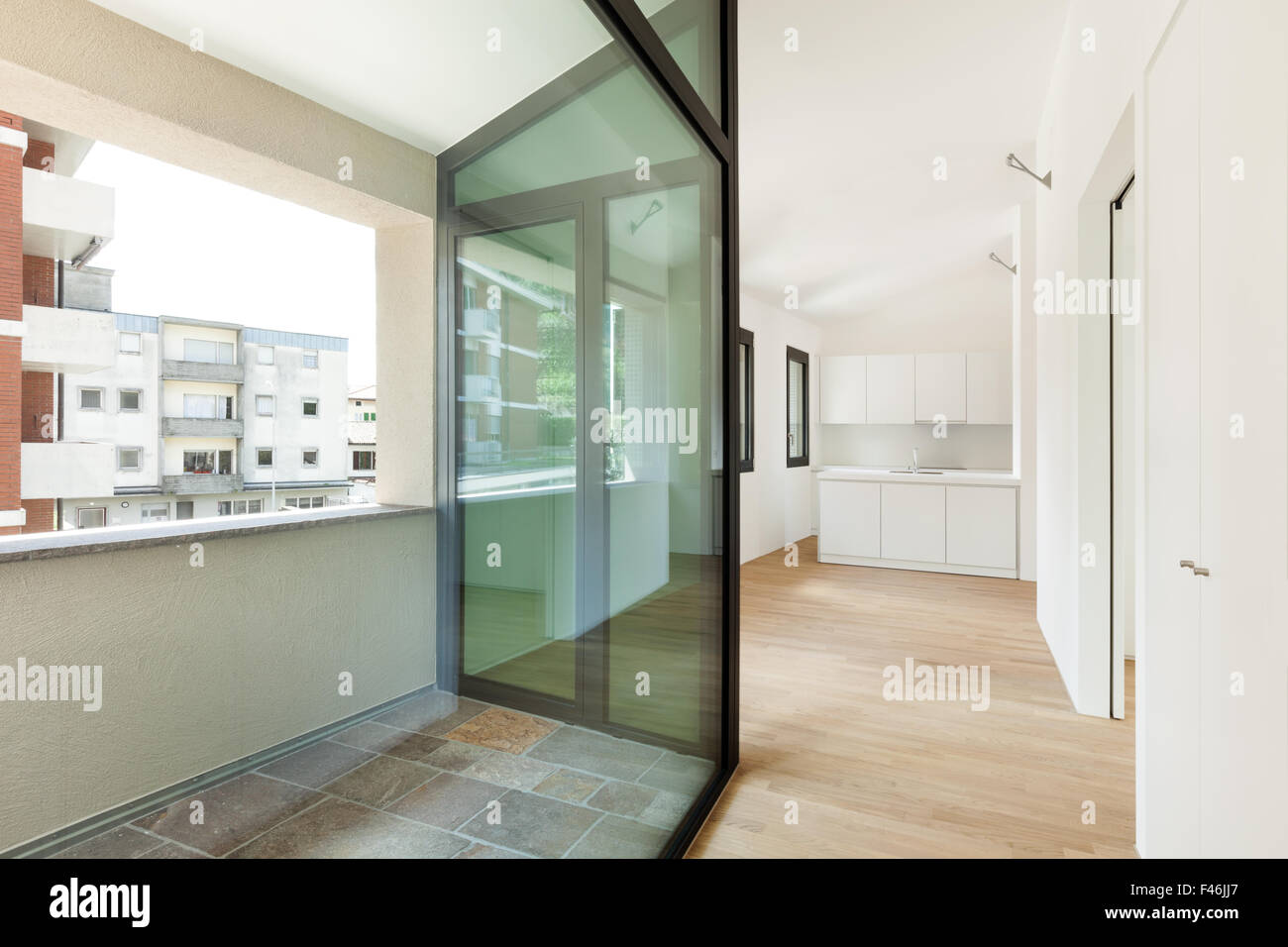 interior new house, view of the veranda from inside Stock Photo - Alamy