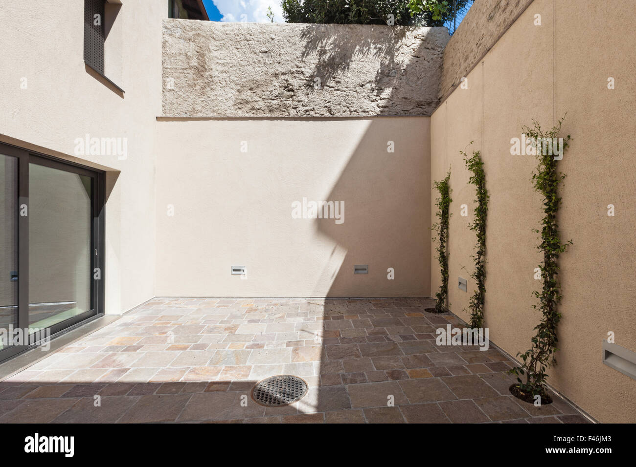 New architecture, modern house, view from outside, veranda Stock Photo ...