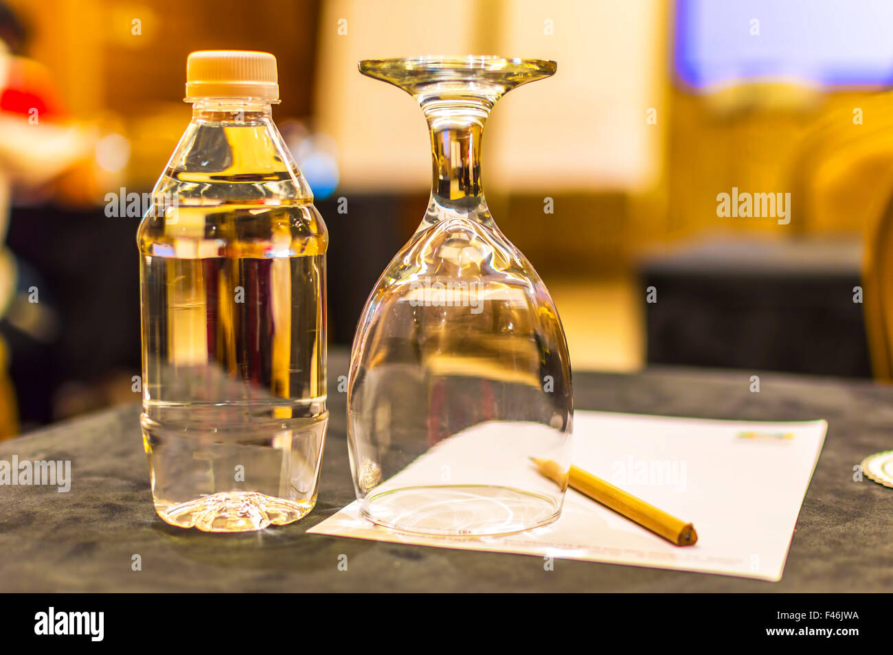 Empty glasses in office meeting room Stock Photo - Alamy