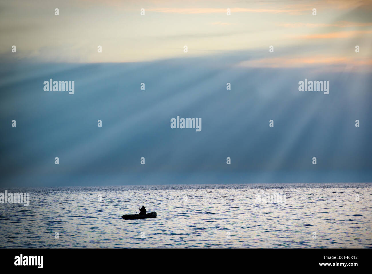 Sea landscape with boat Stock Photo - Alamy
