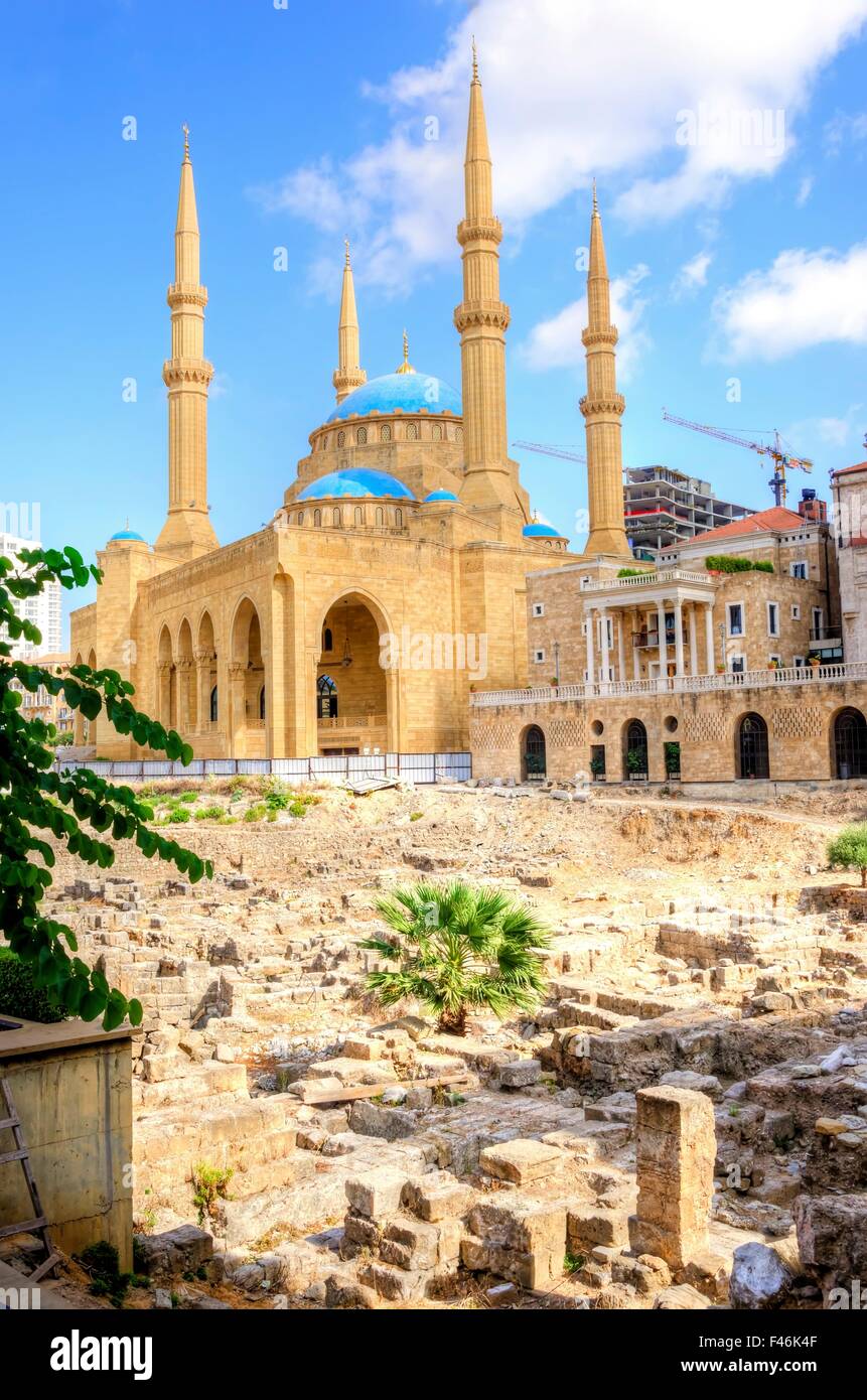 A view of the Saint George Maronite Cathedral and the Mohammad Al-Amin ...