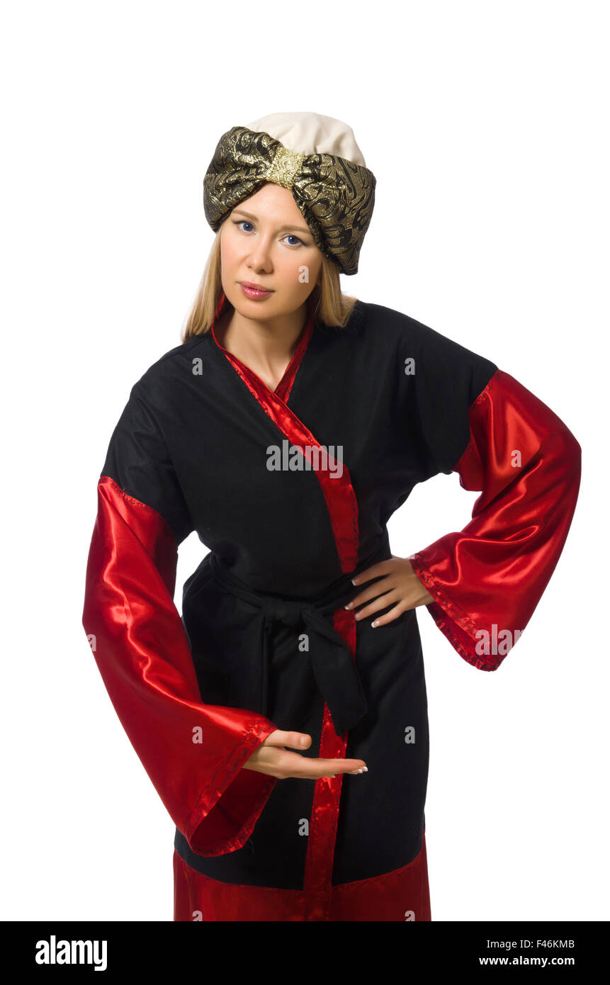 Female magician isolated on white Stock Photo - Alamy