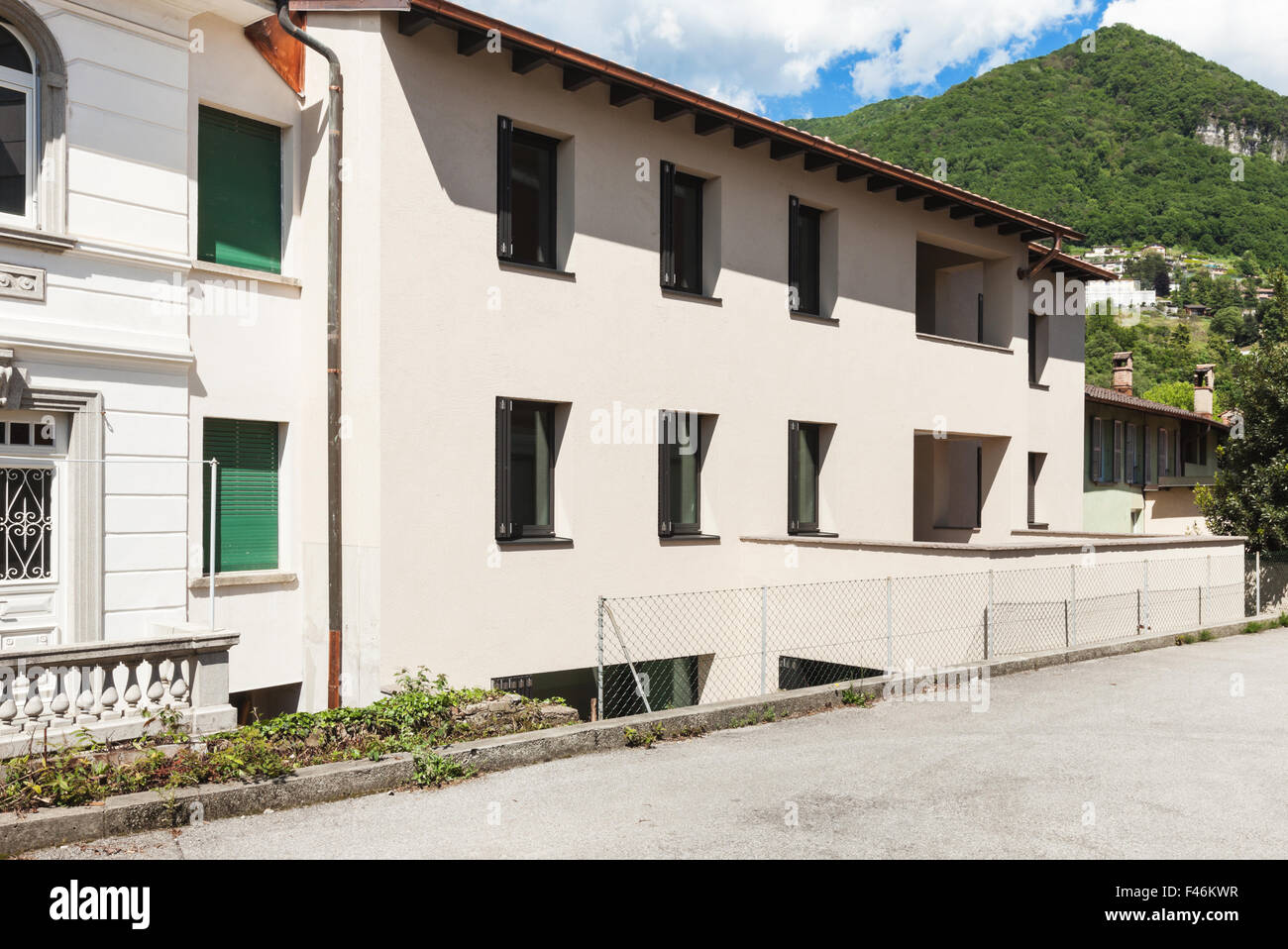 wide courtyard view between houses of a country Stock Photo - Alamy