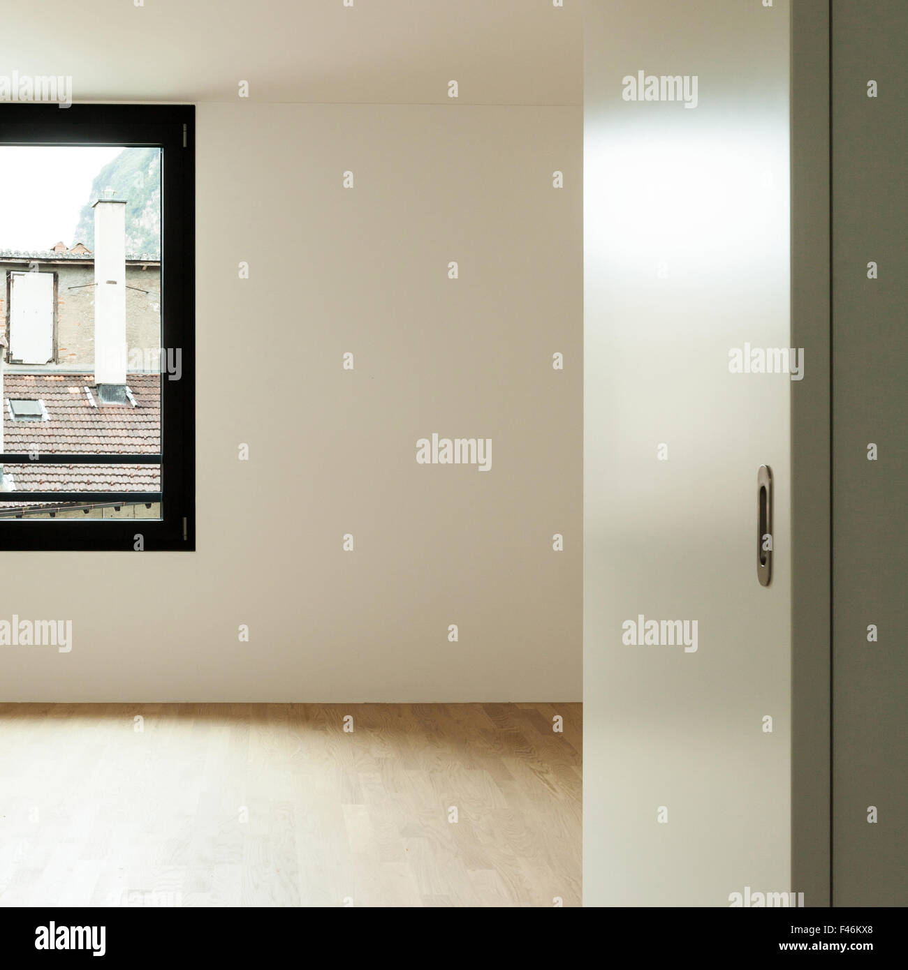 Interior new house, room view from door open Stock Photo - Alamy