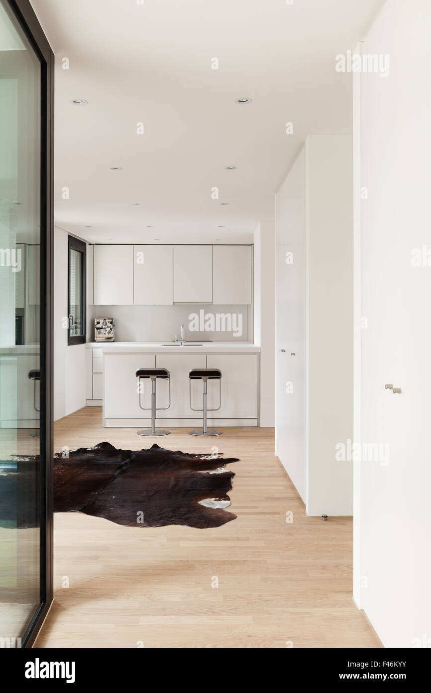 Interior new house, view kitchen from corridor Stock Photo - Alamy
