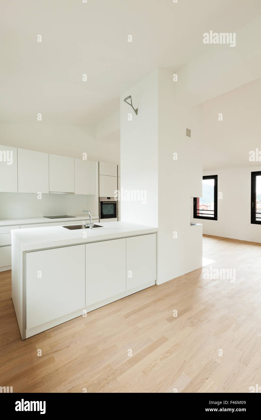 interior new house, modern white kitchen Stock Photo - Alamy
