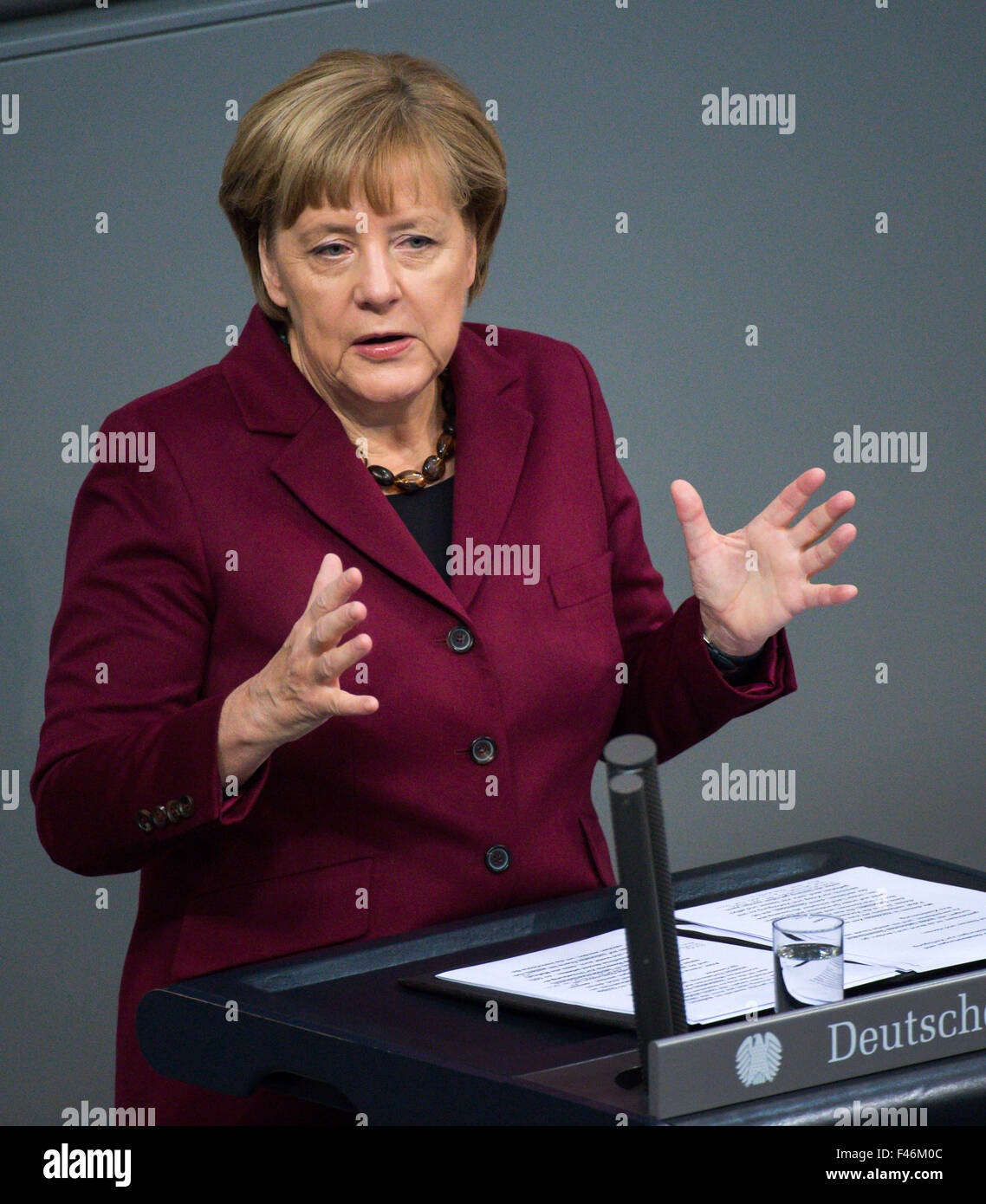 German Chancellor Angela Merkel delivers a government statement in the ...
