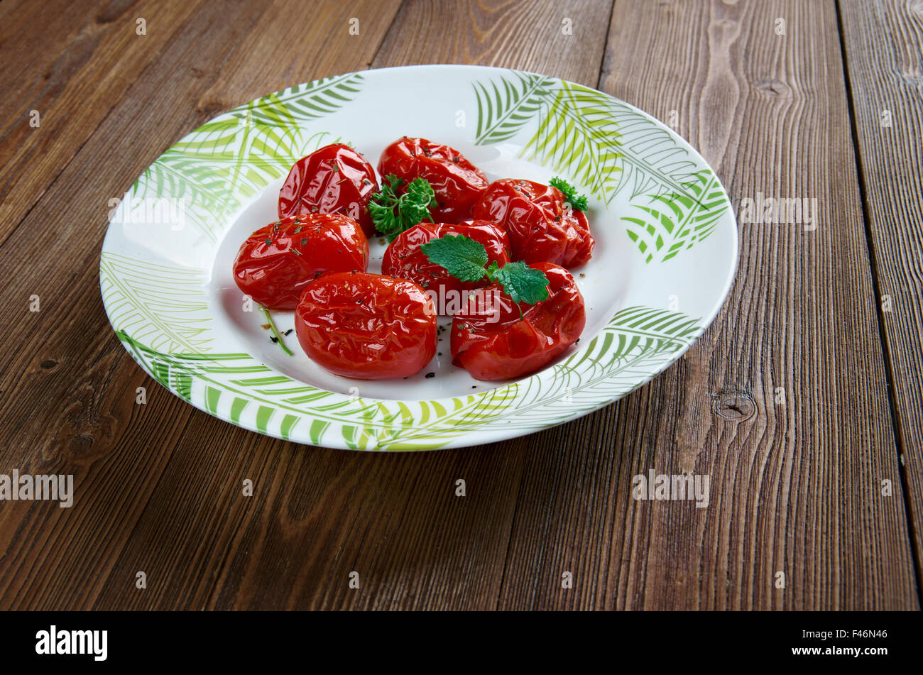 Tomato compote - side dish roasted or cooked tomatoes.American cuisine ...