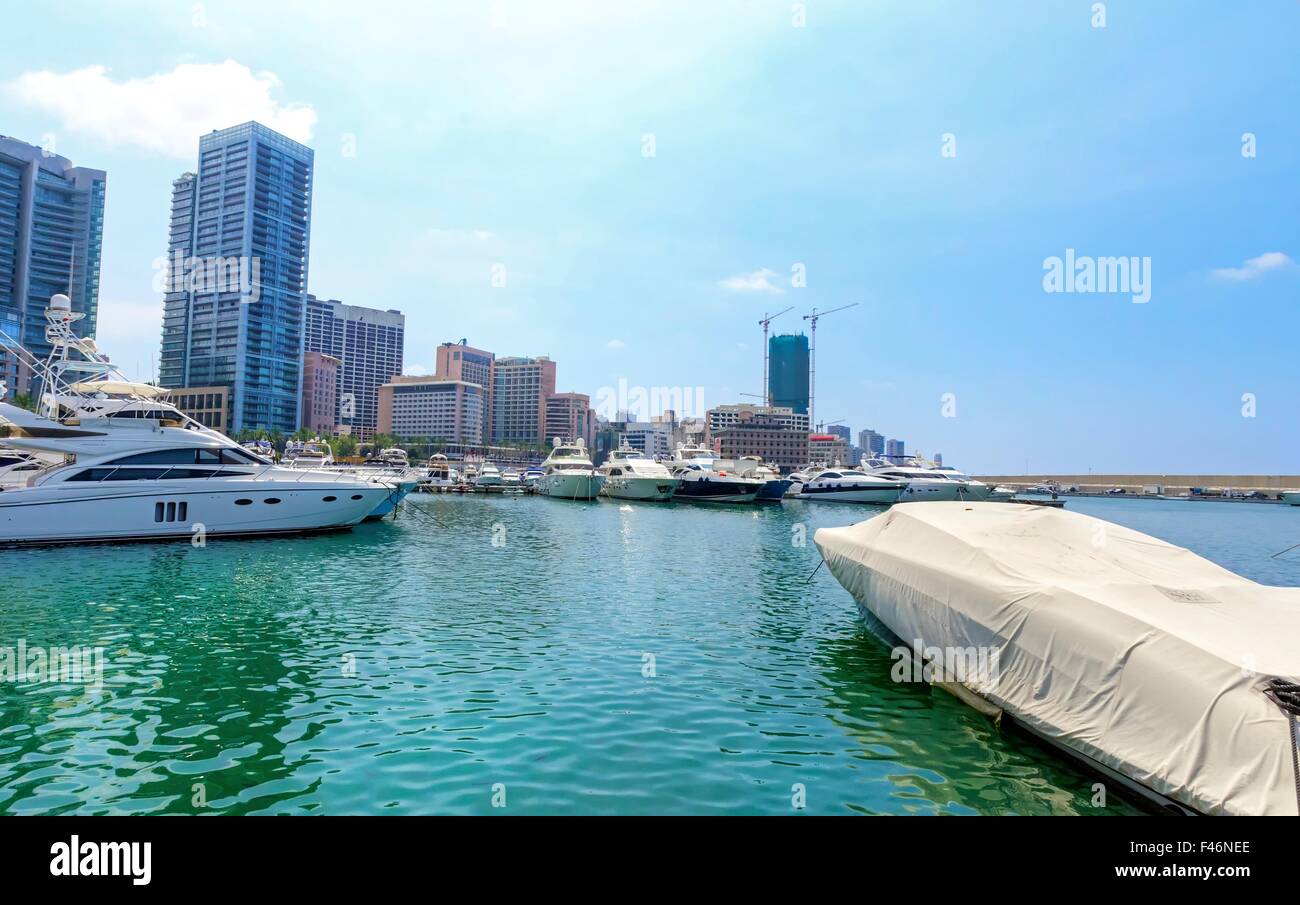 A view of the beautiful Marina in Zaitunay Bay in Beirut, Lebanon. A ...