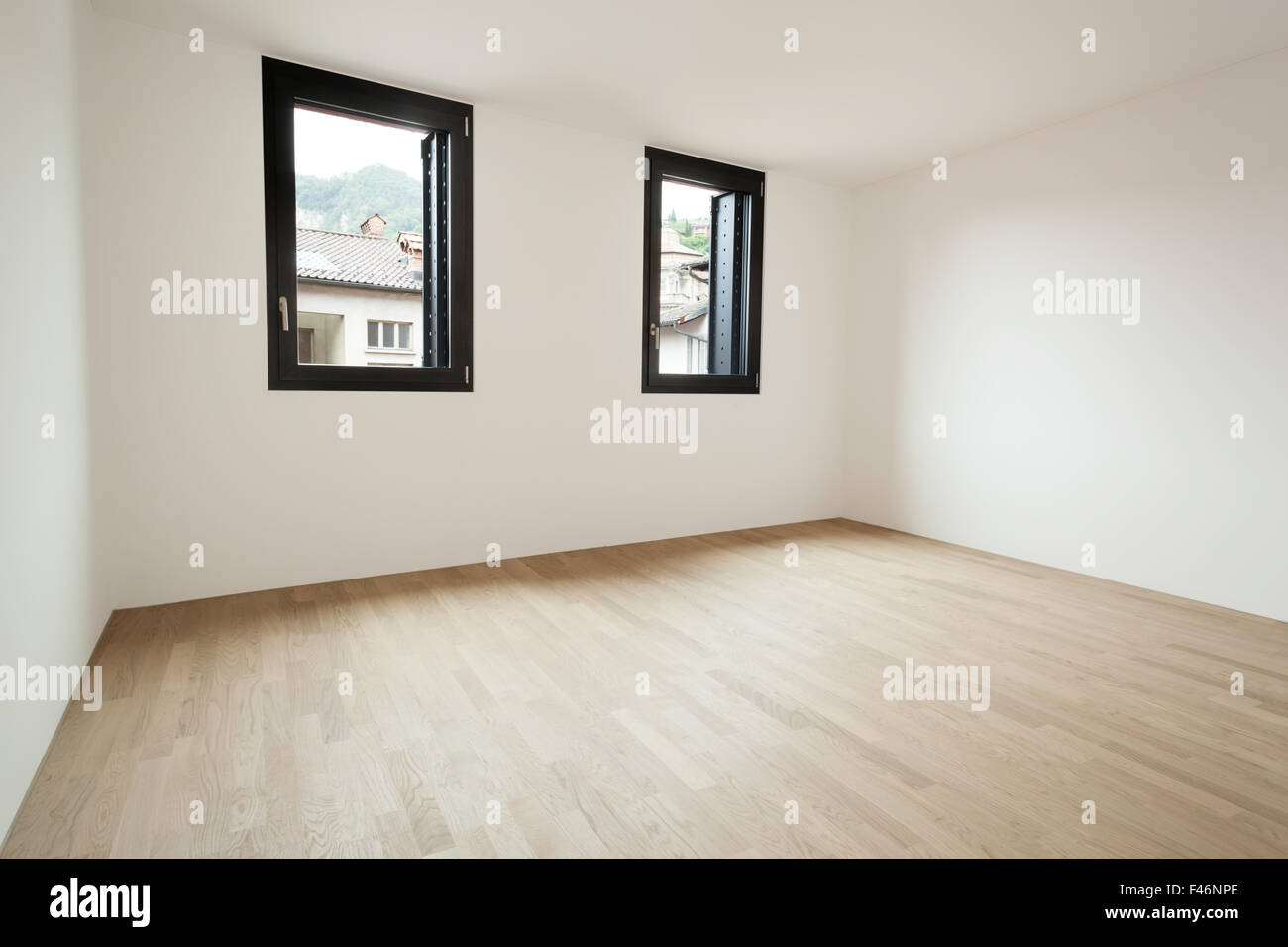 modern house interior, room with two windows Stock Photo - Alamy