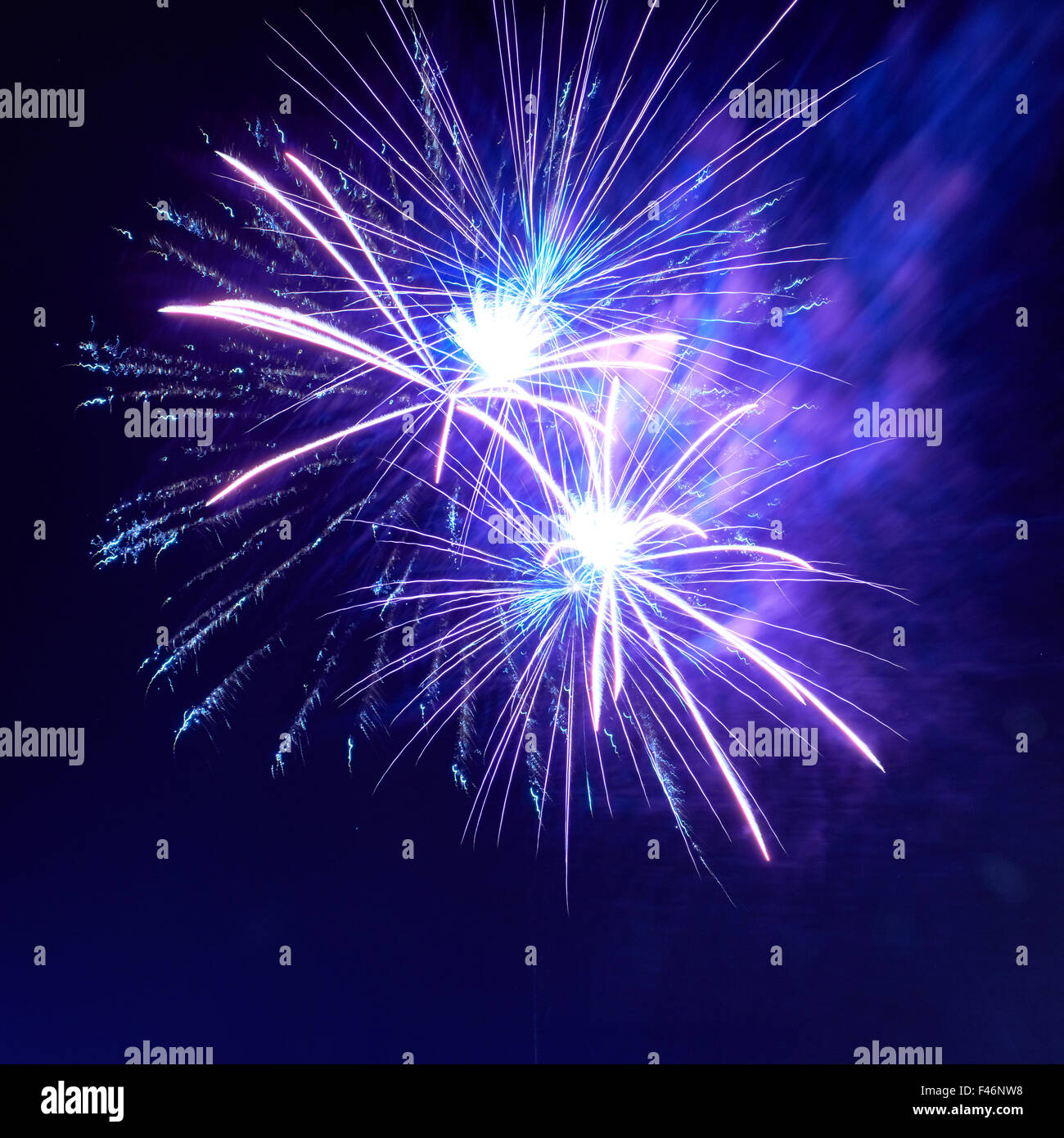 Blue colorful fireworks Stock Photo - Alamy