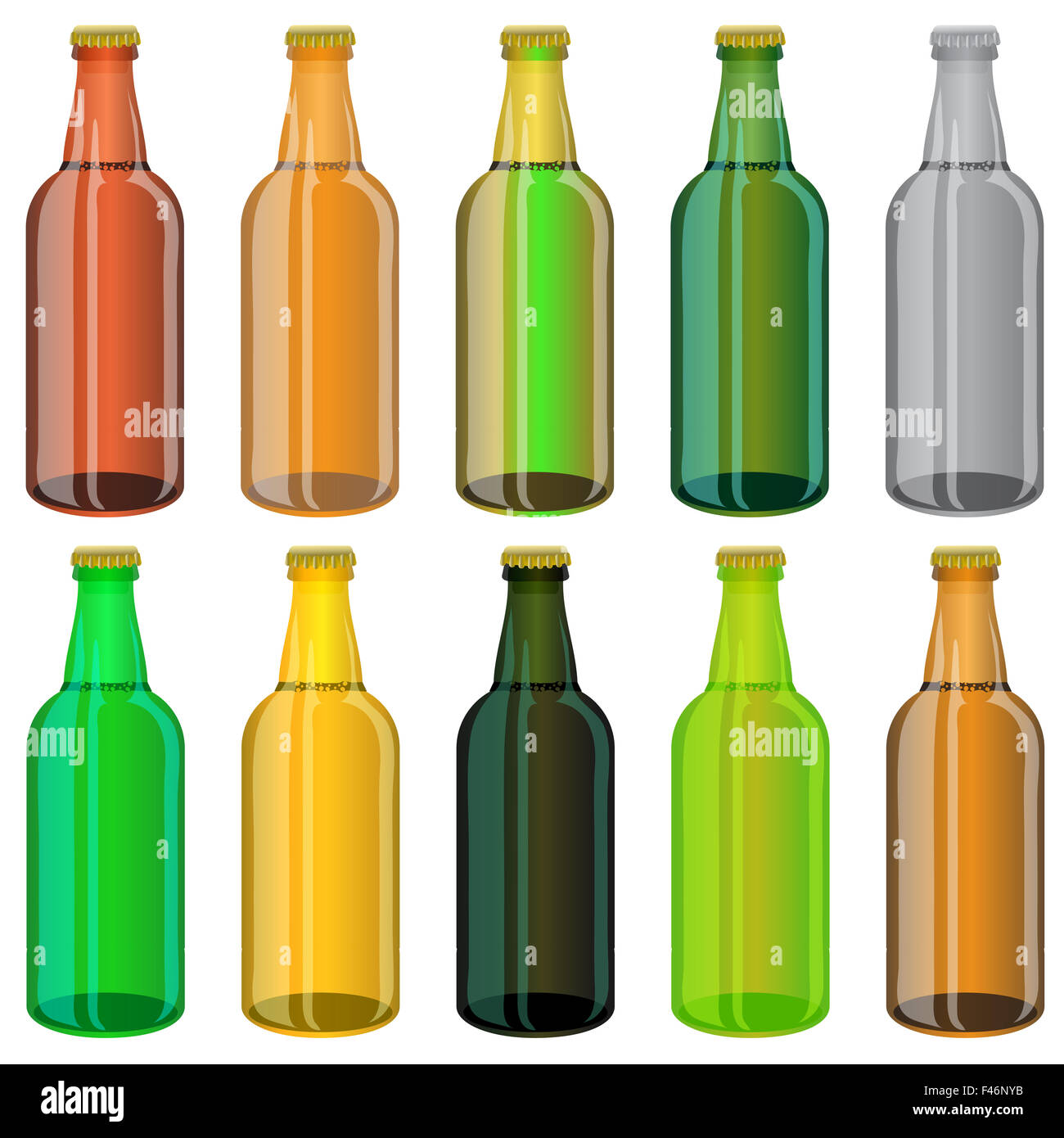 Set of Colorful Beer Glass Bottles Stock Photo - Alamy
