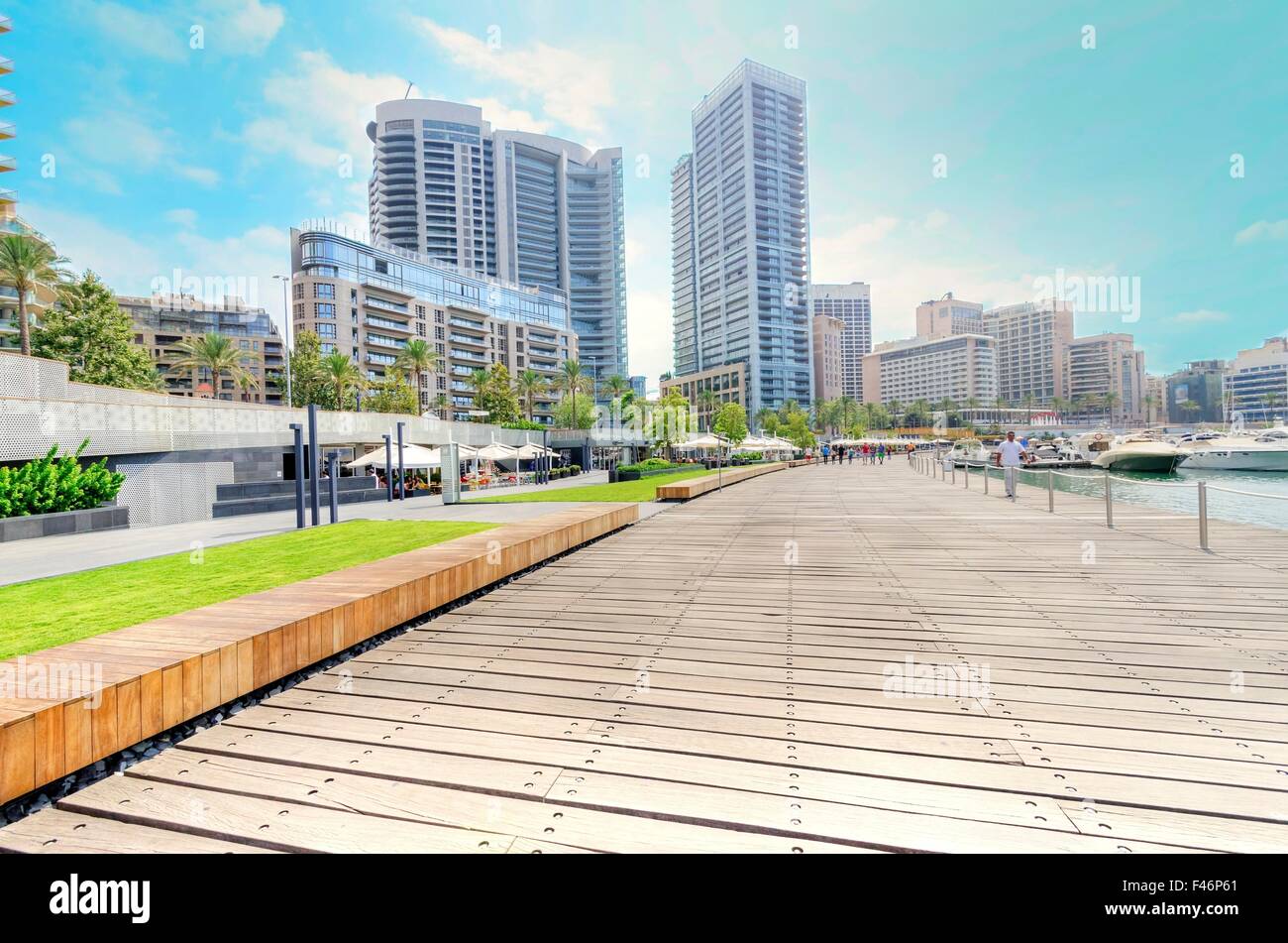 A view of the beautiful Marina in Zaitunay Bay in Beirut, Lebanon. A ...