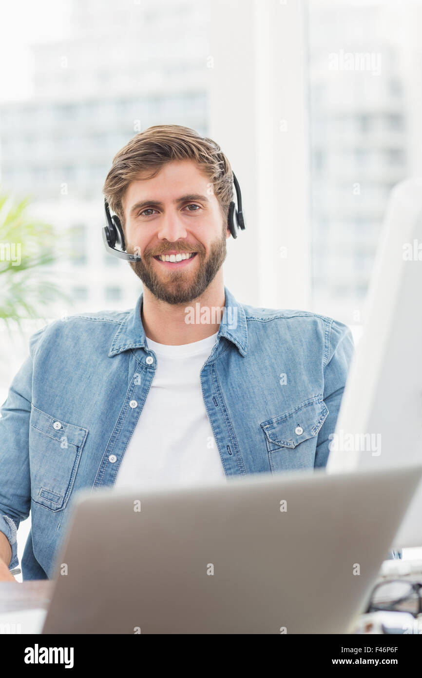 Happy phone operator hi-res stock photography and images - Alamy