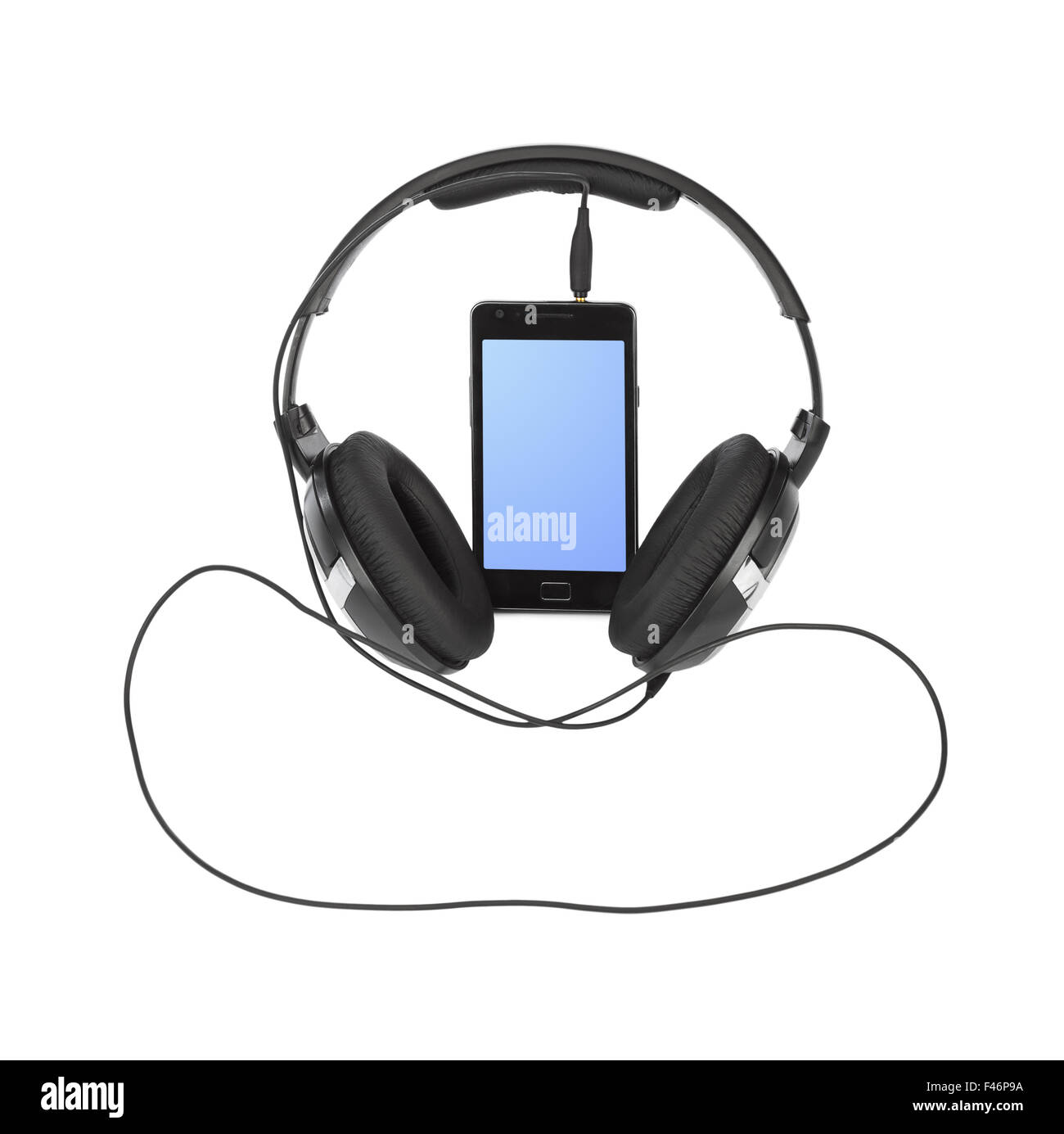 Mobile phone and headphones Stock Photo - Alamy