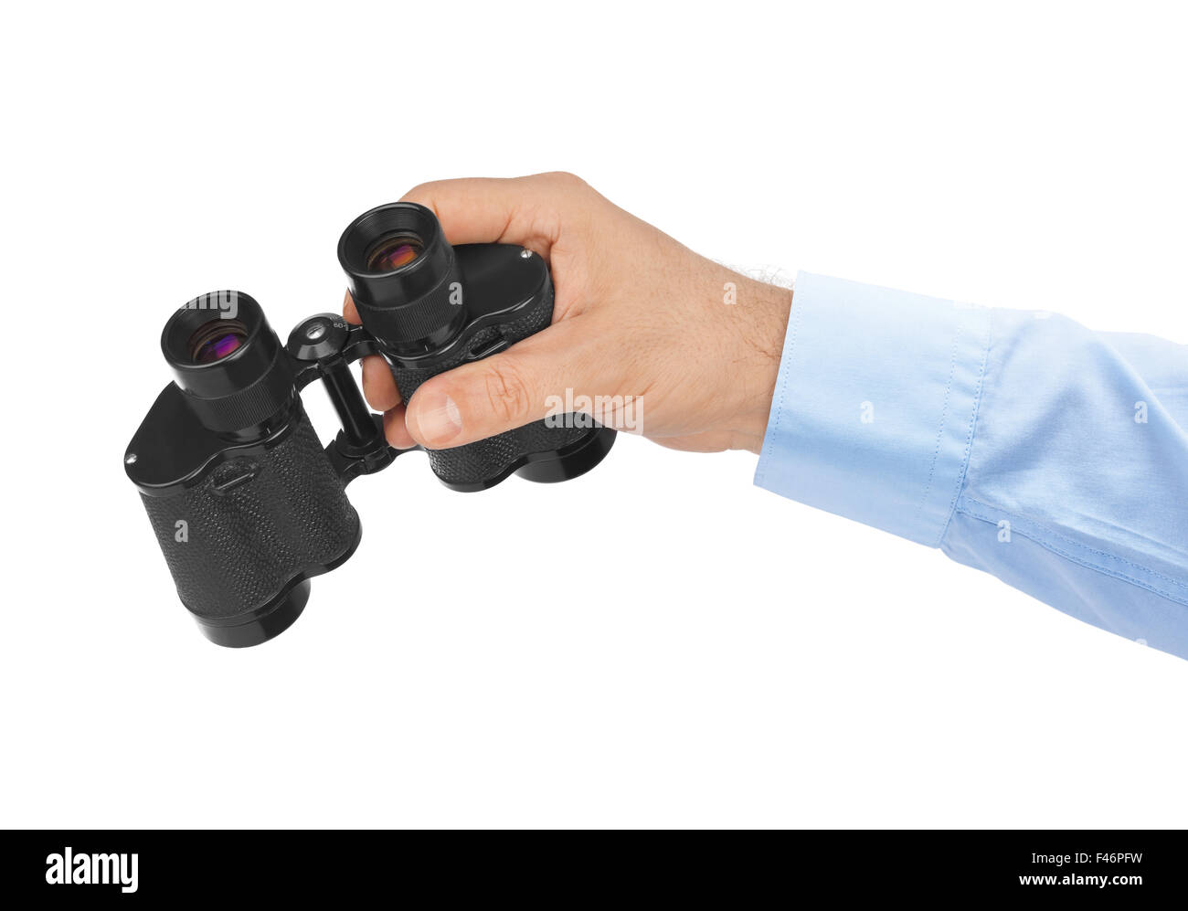 Hand with binoculars Stock Photo - Alamy