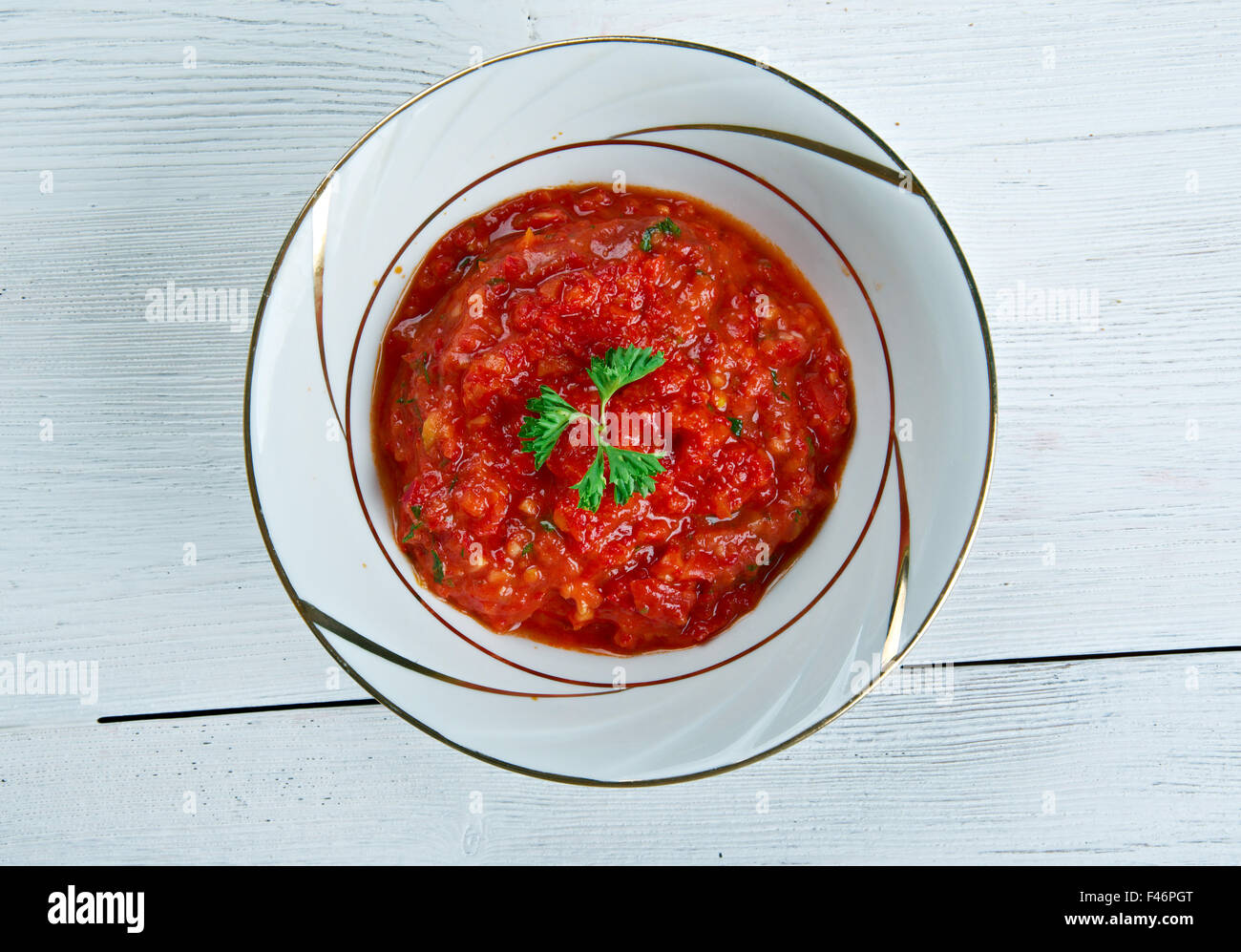 Chemen tarifi - Turkish sauce adjika Stock Photo - Alamy