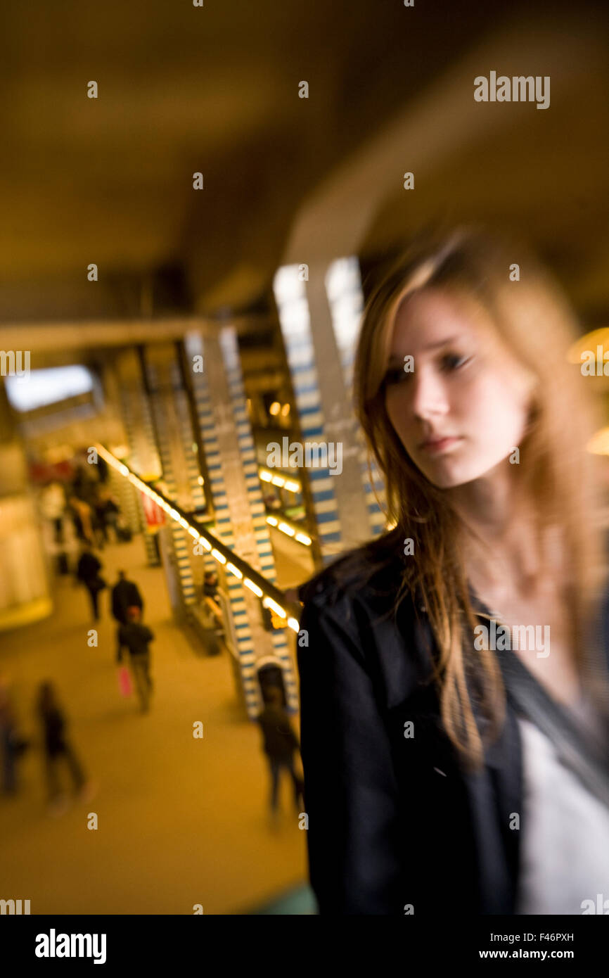 Teenage girl standing on platform, Stockholm, Sweden Stock Photo - Alamy